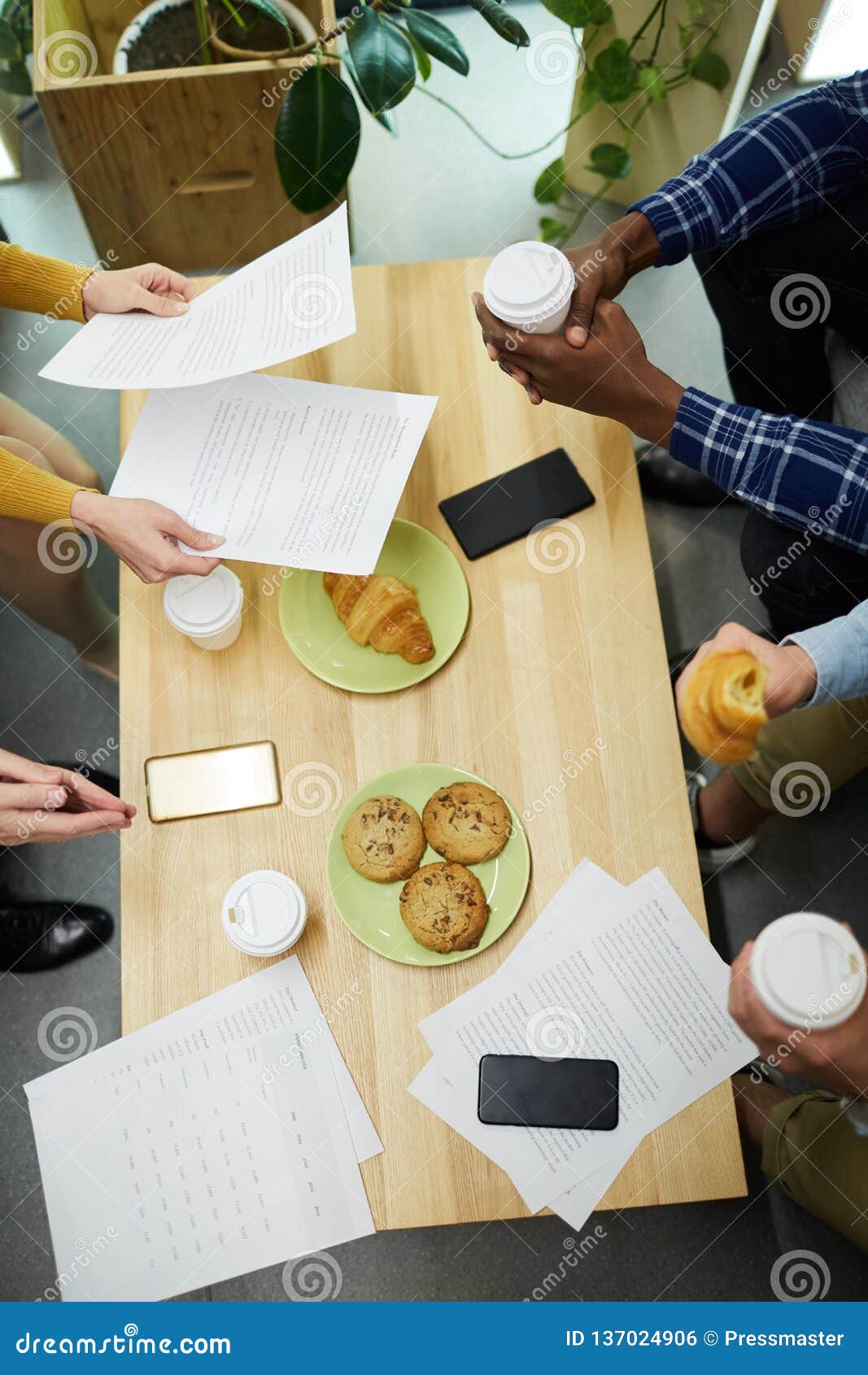 Having coffee during work stock photo. Image of intercultural - 137024906