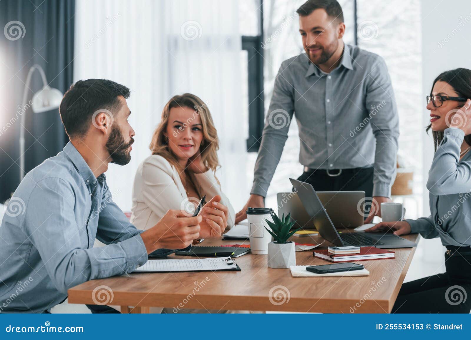 Having Conversation. Group of Business People that Working on the ...