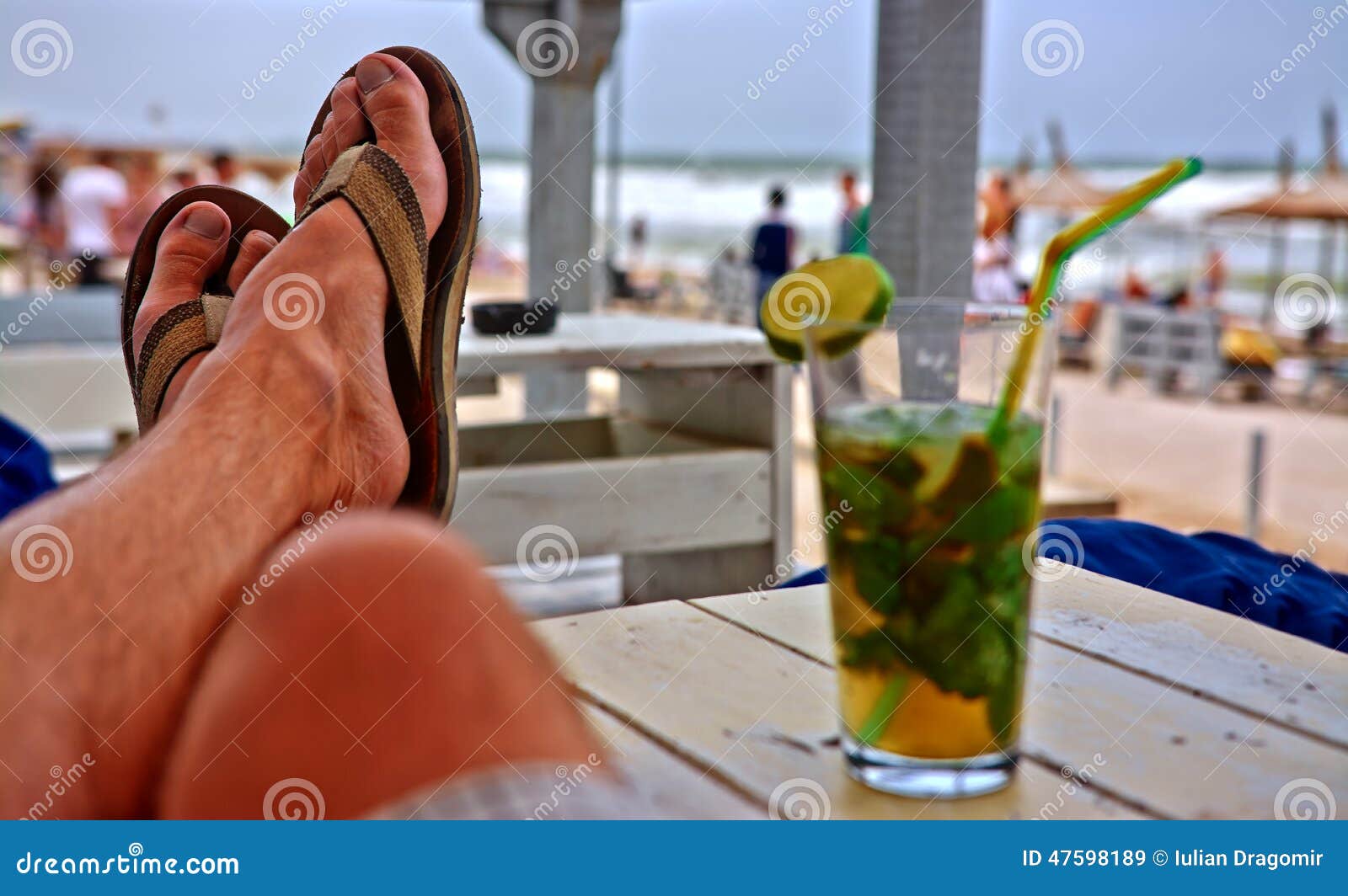 Having a Drink at Beach Lounge Stock Image - Image of enjoy, cocktail ...