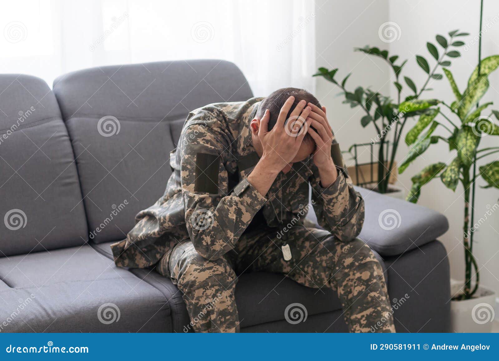 Having Flashbacks. Post Traumatic Stress Disorder. Soldier in Uniform ...