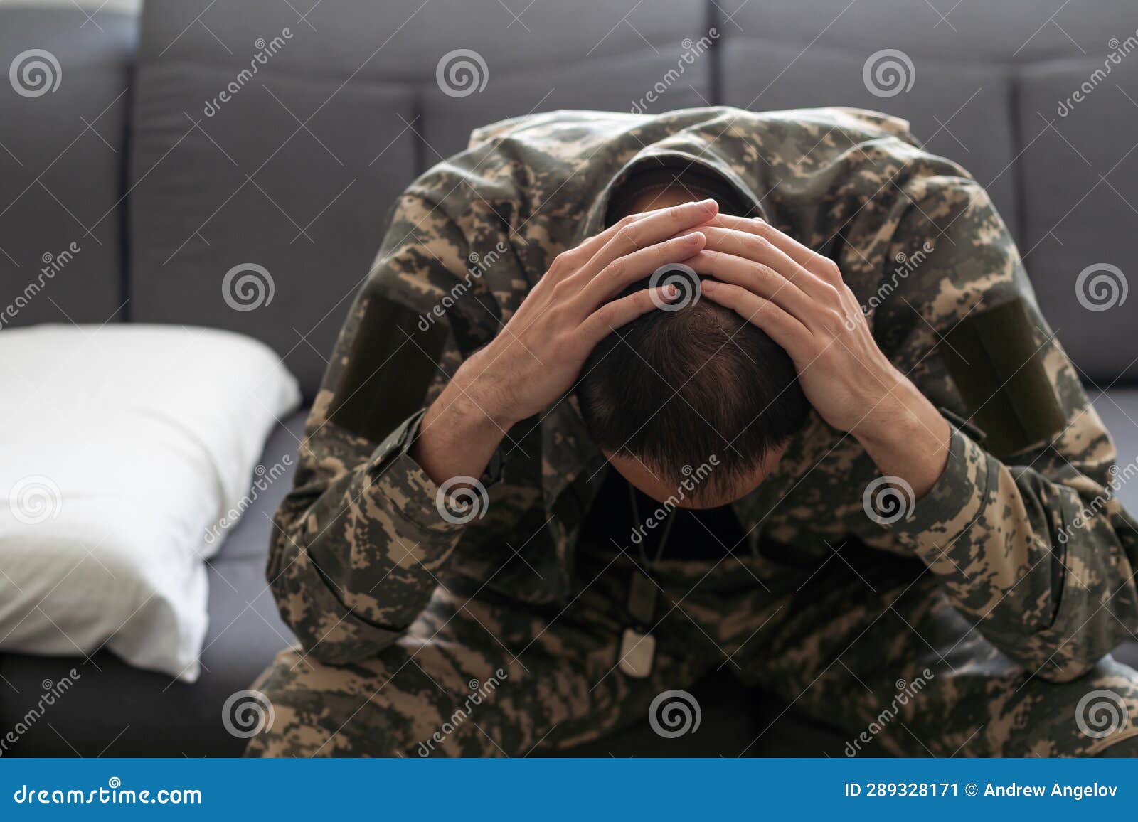 Having Flashbacks. Post Traumatic Stress Disorder. Soldier in Uniform ...