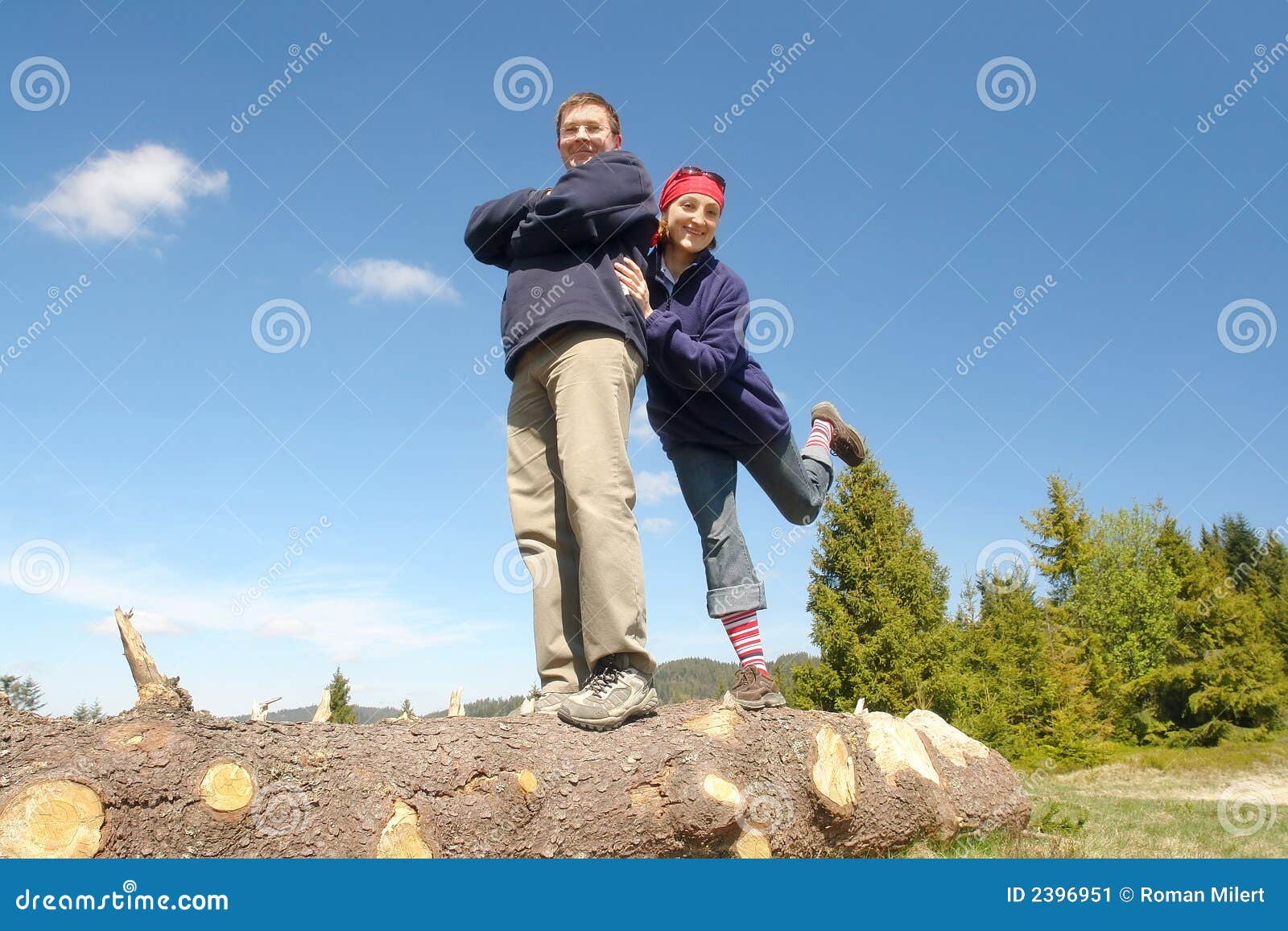 Having fun on log stock image. Image of sunny, girl, healthy - 2396951