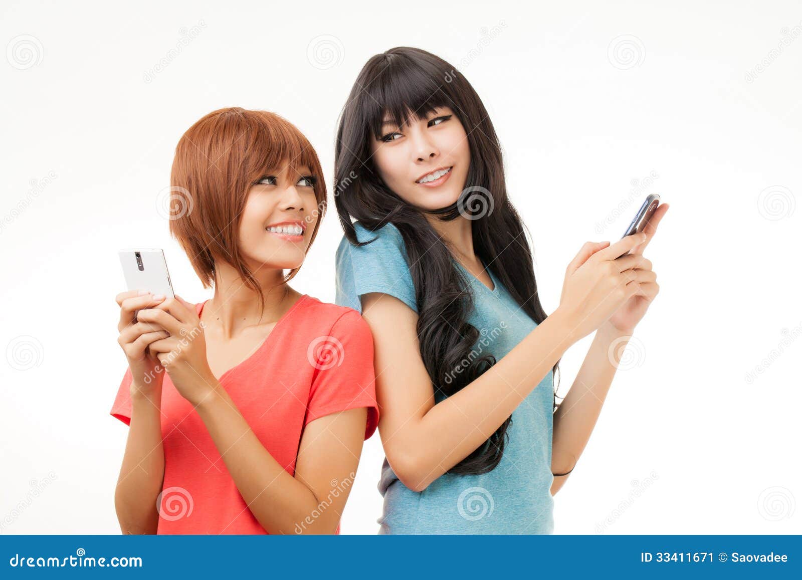Having fun with phone stock image. Image of studio, laughing - 33411671