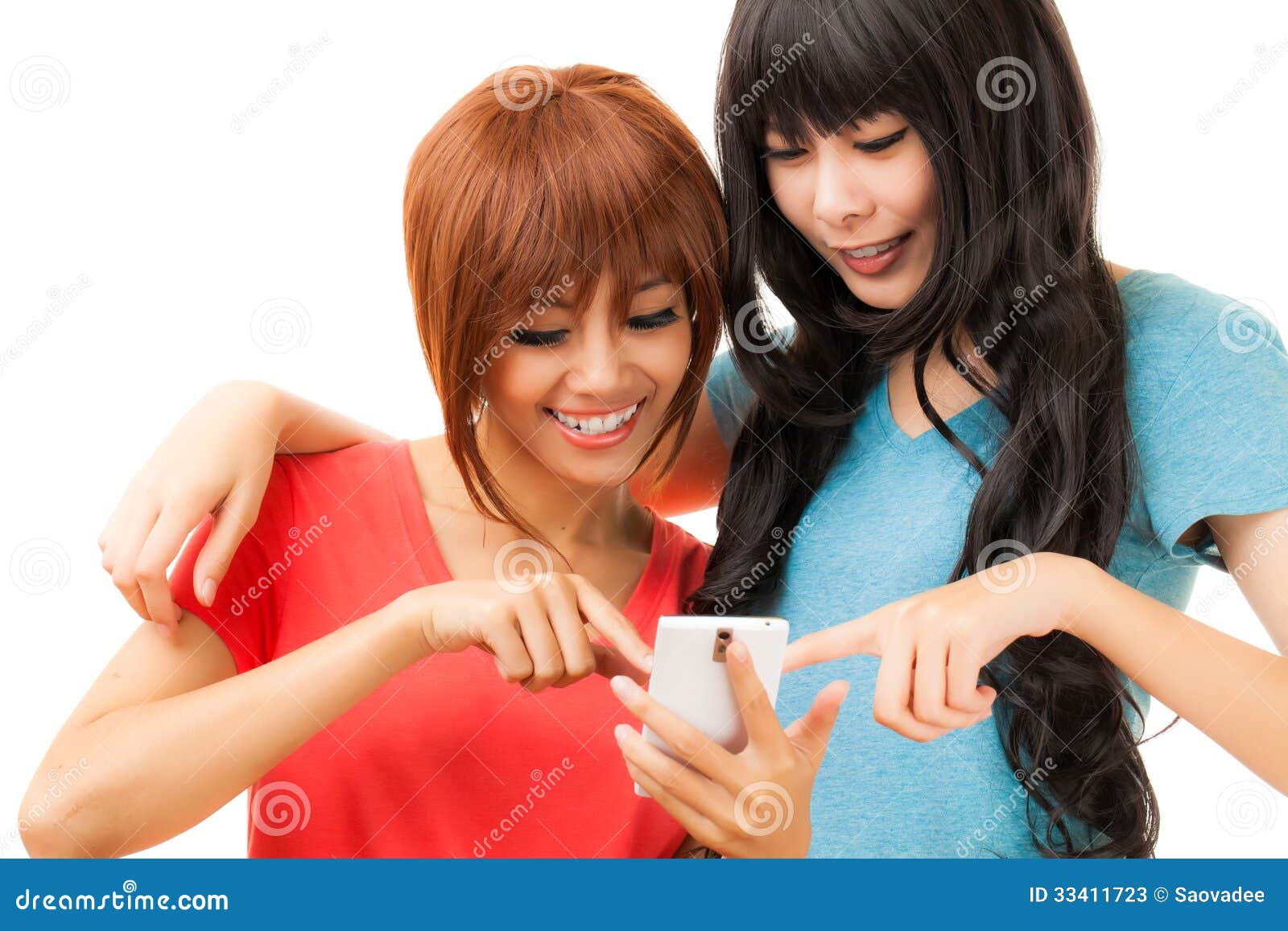 Having fun with phone stock image. Image of smiling, shot - 33411723