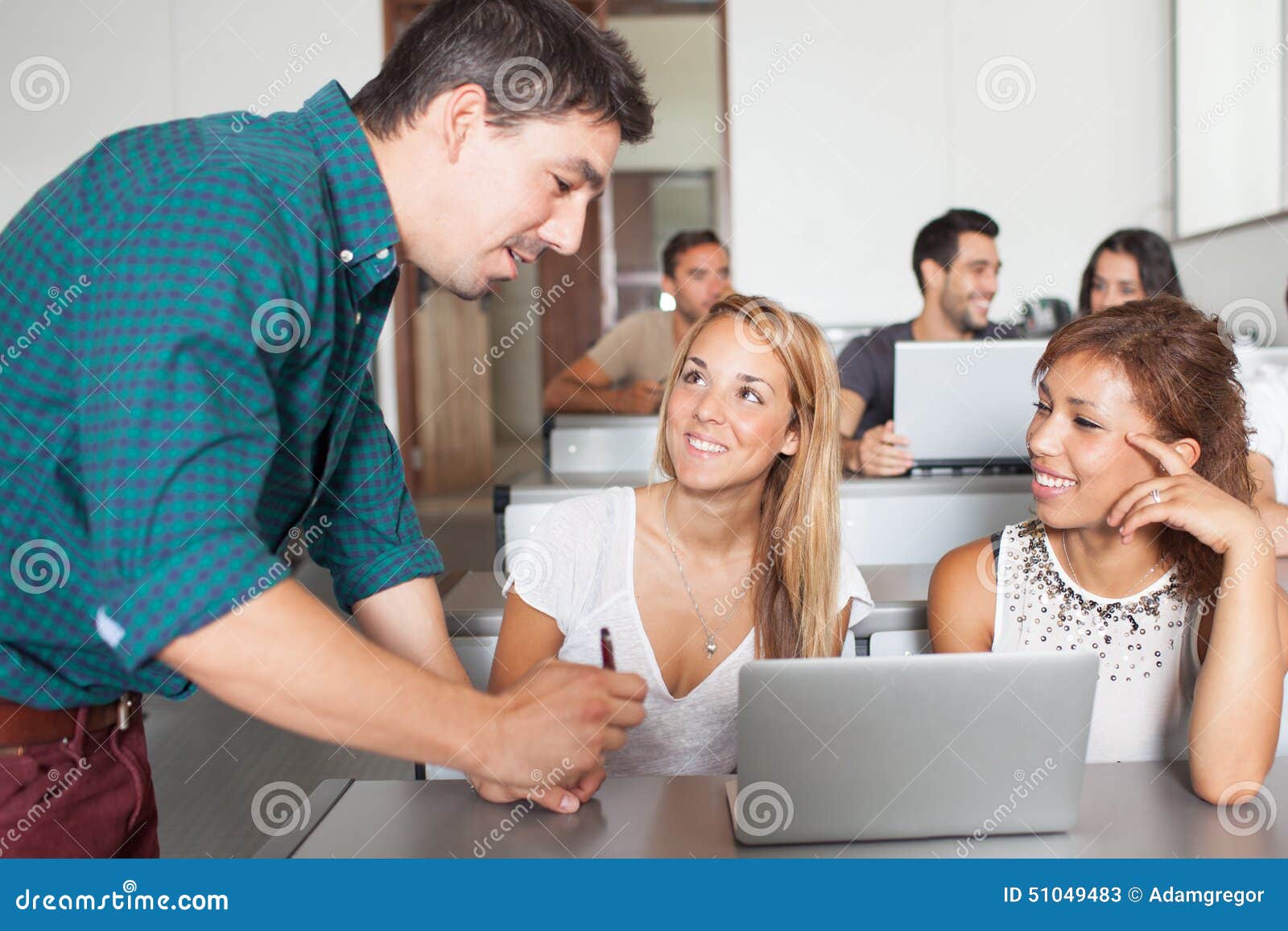 Having Fun with a Professor Stock Image - Image of team, computer: 51049483