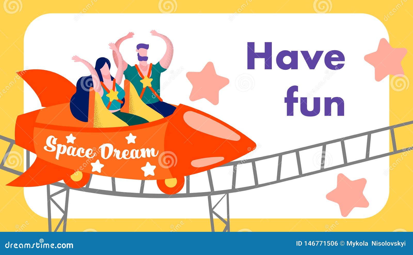 Having Fun Rollercoaster Advertising Frame Banner Stock Vector ...