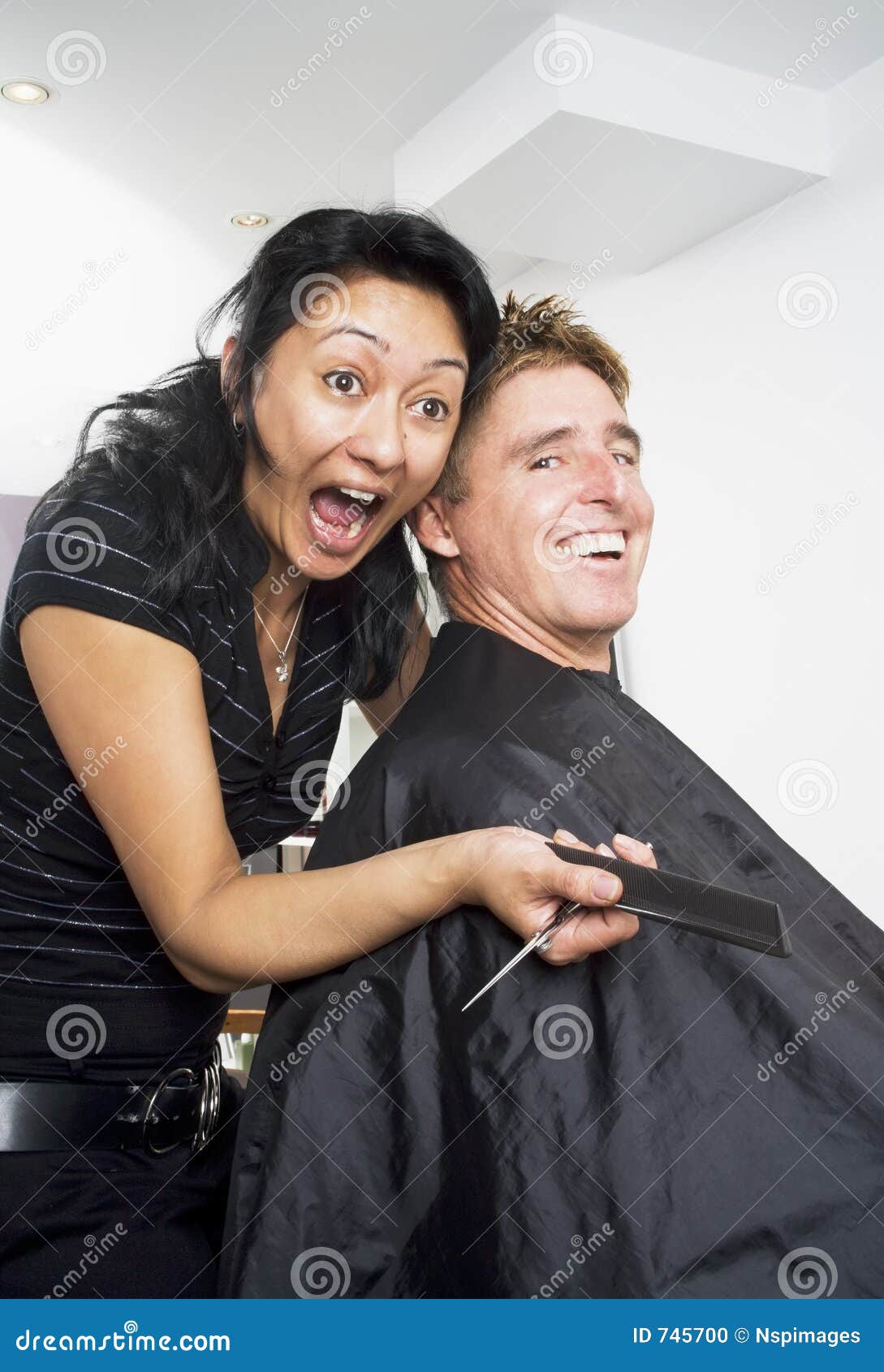 Having fun at the salon stock photo. Image of emotion, asian - 745700
