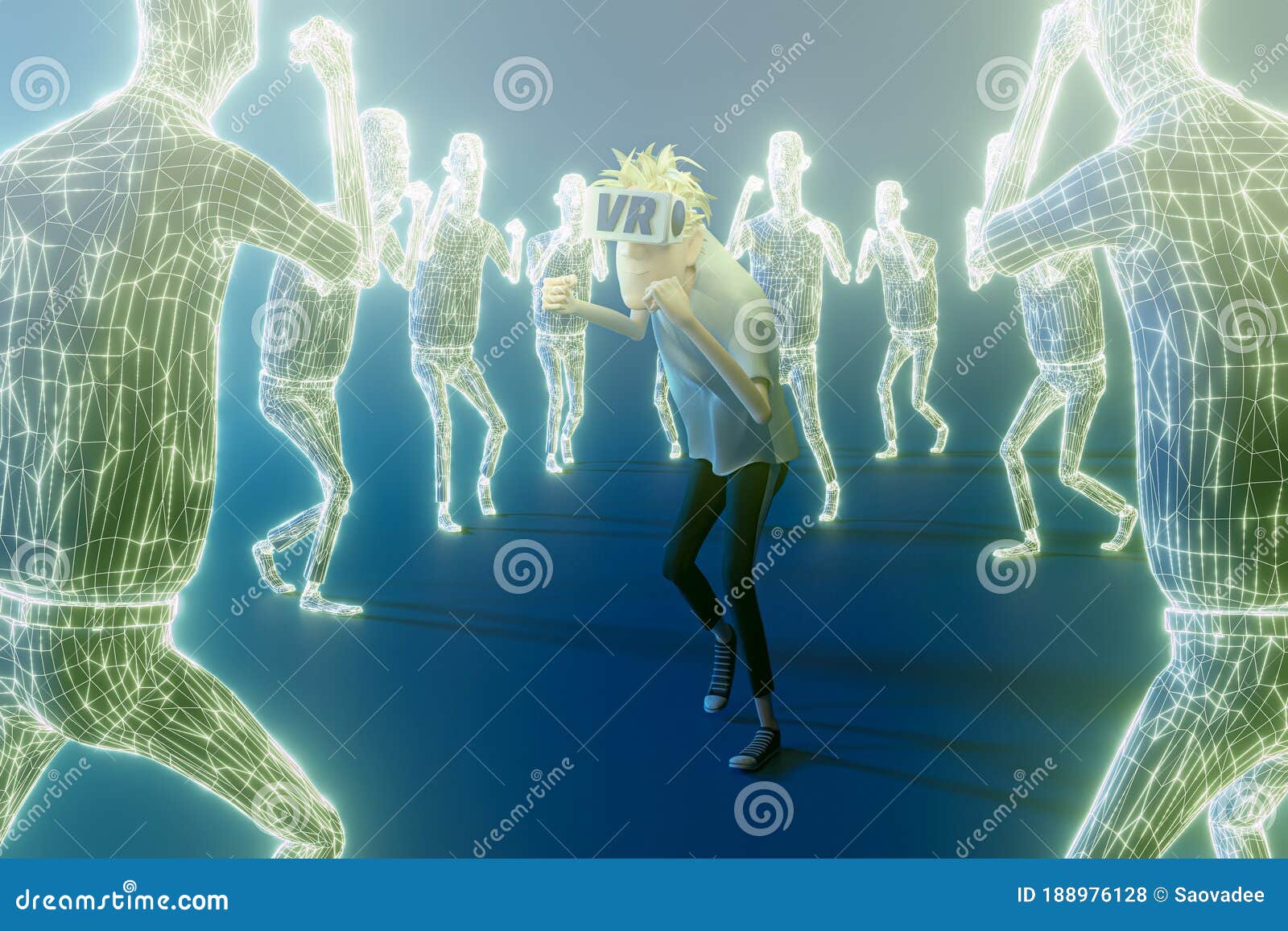Having fun with vr games stock illustration. Illustration of simulation ...