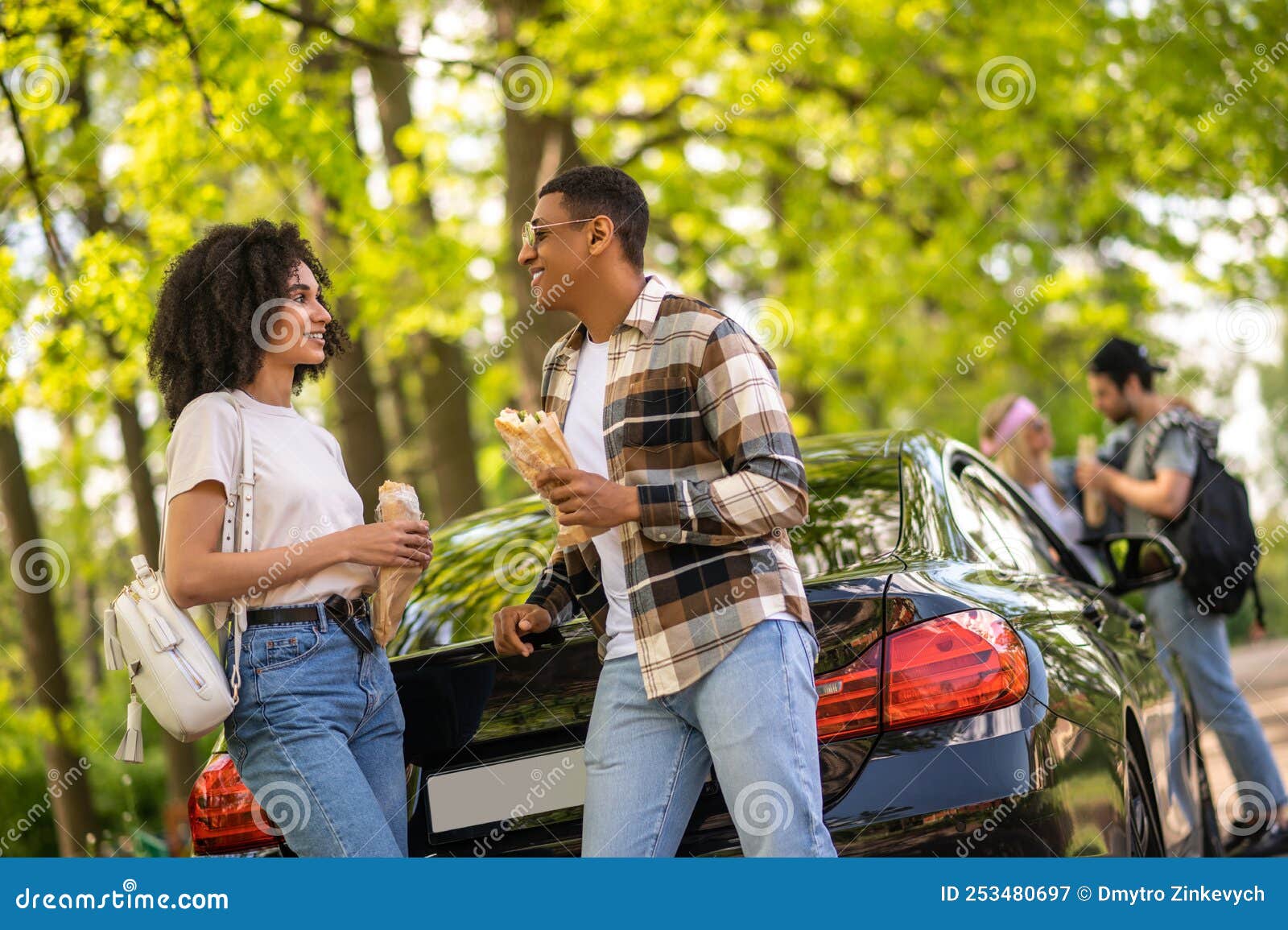 Young People Talking and Laughing Stock Image - Image of nature, route ...