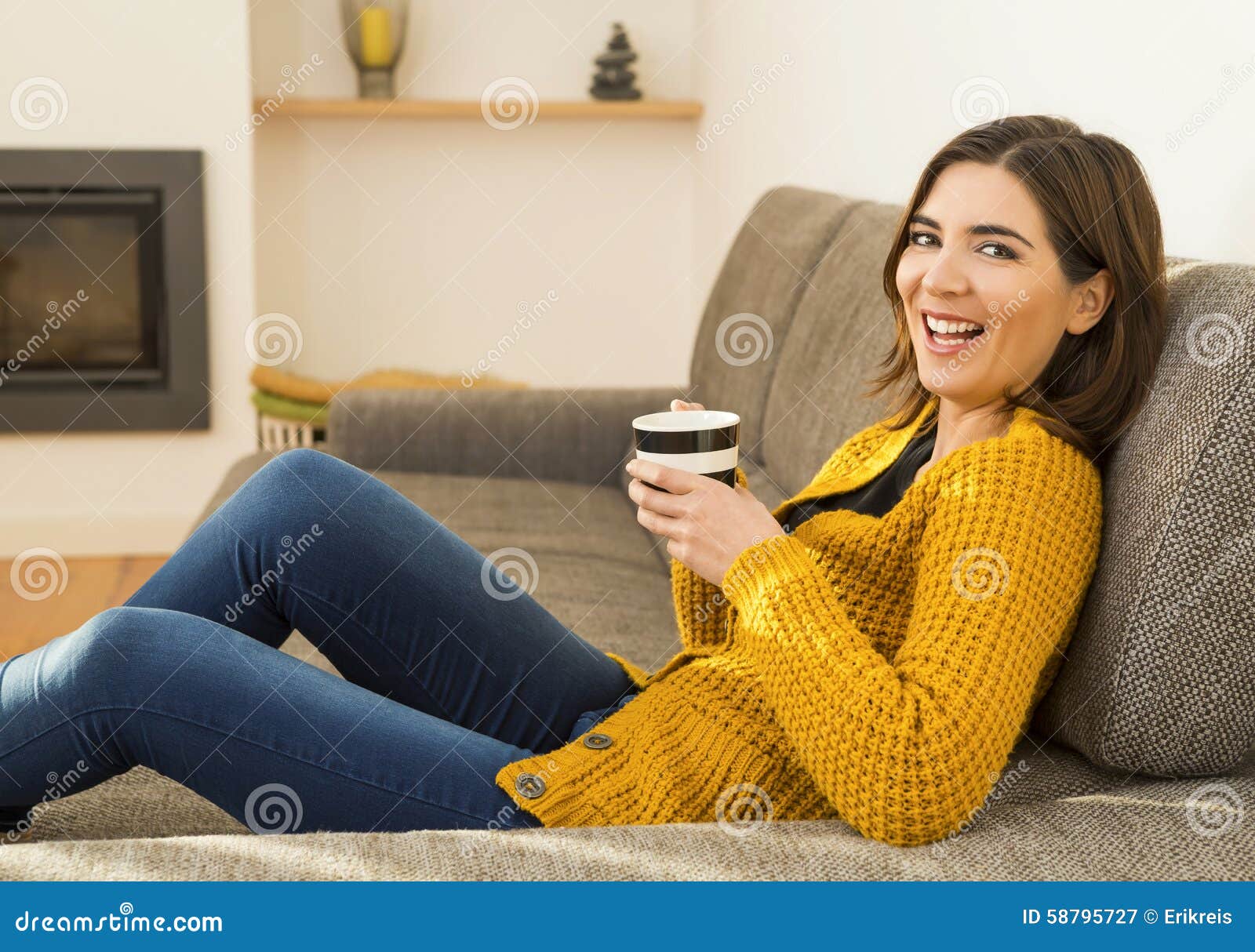 Having a Good Time with a Coffee Stock Image - Image of sitting ...