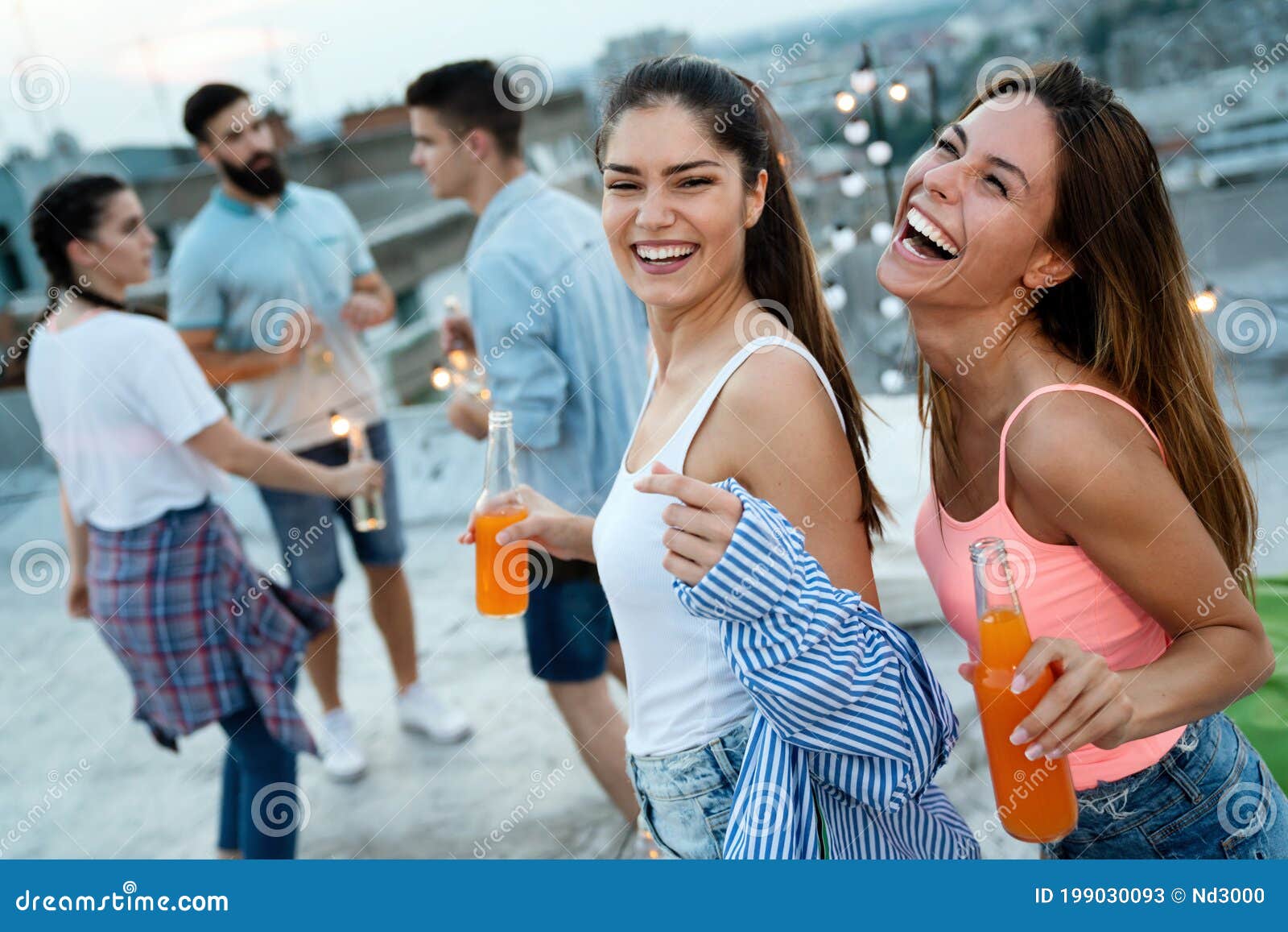 Having a Great Time with Friends, Having Fun at Rooftop Party Stock ...