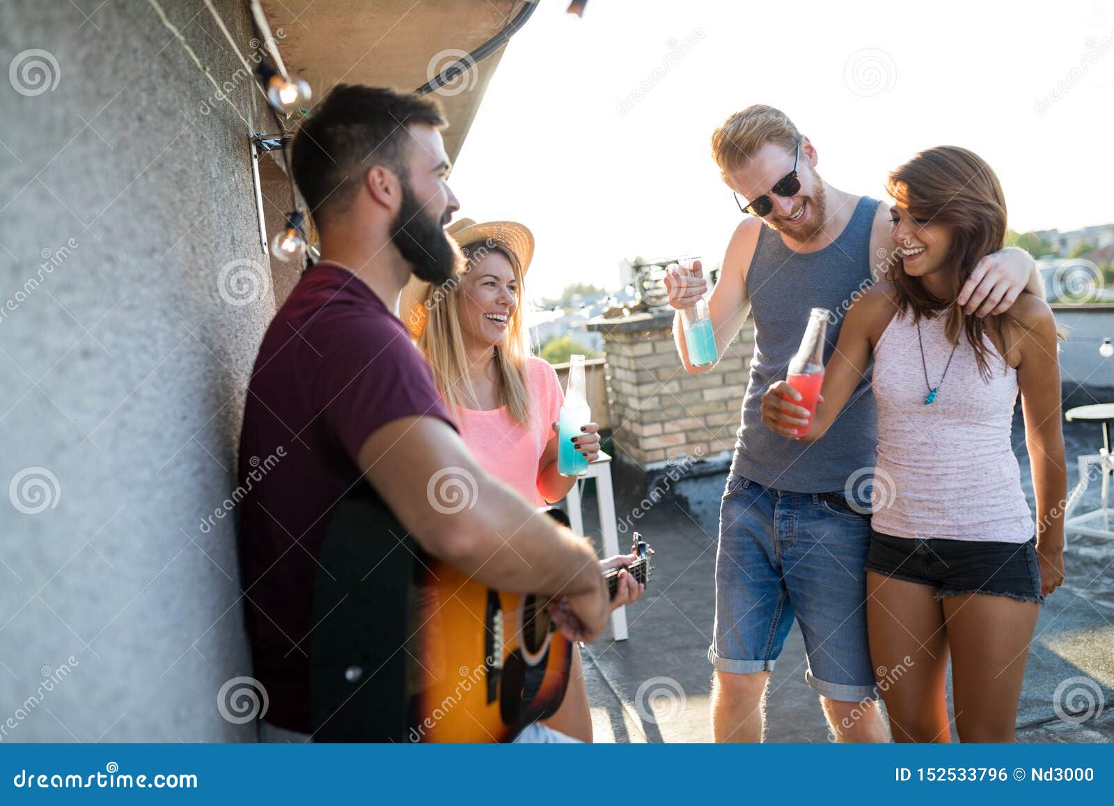Having a Great Time with Friends, Havinf Fun at Rooftop Party Stock ...