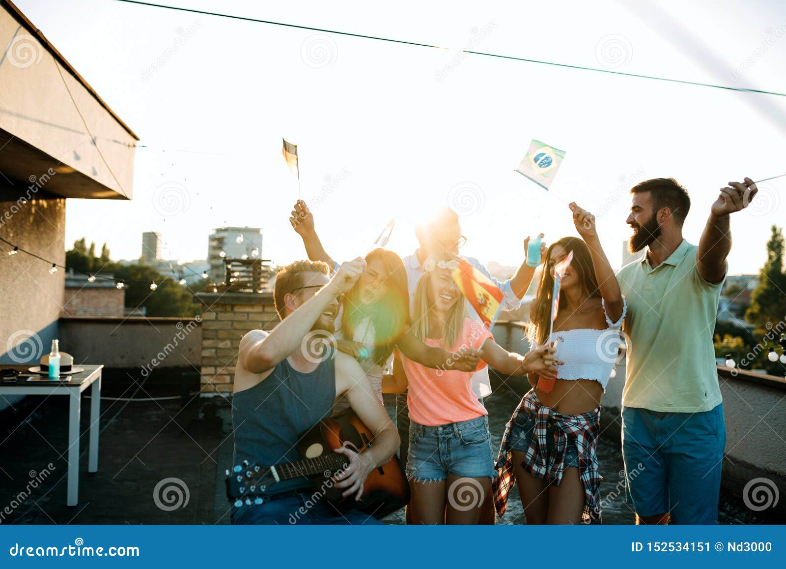 Having a Great Time with Friends, Havinf Fun at Rooftop Party Stock ...