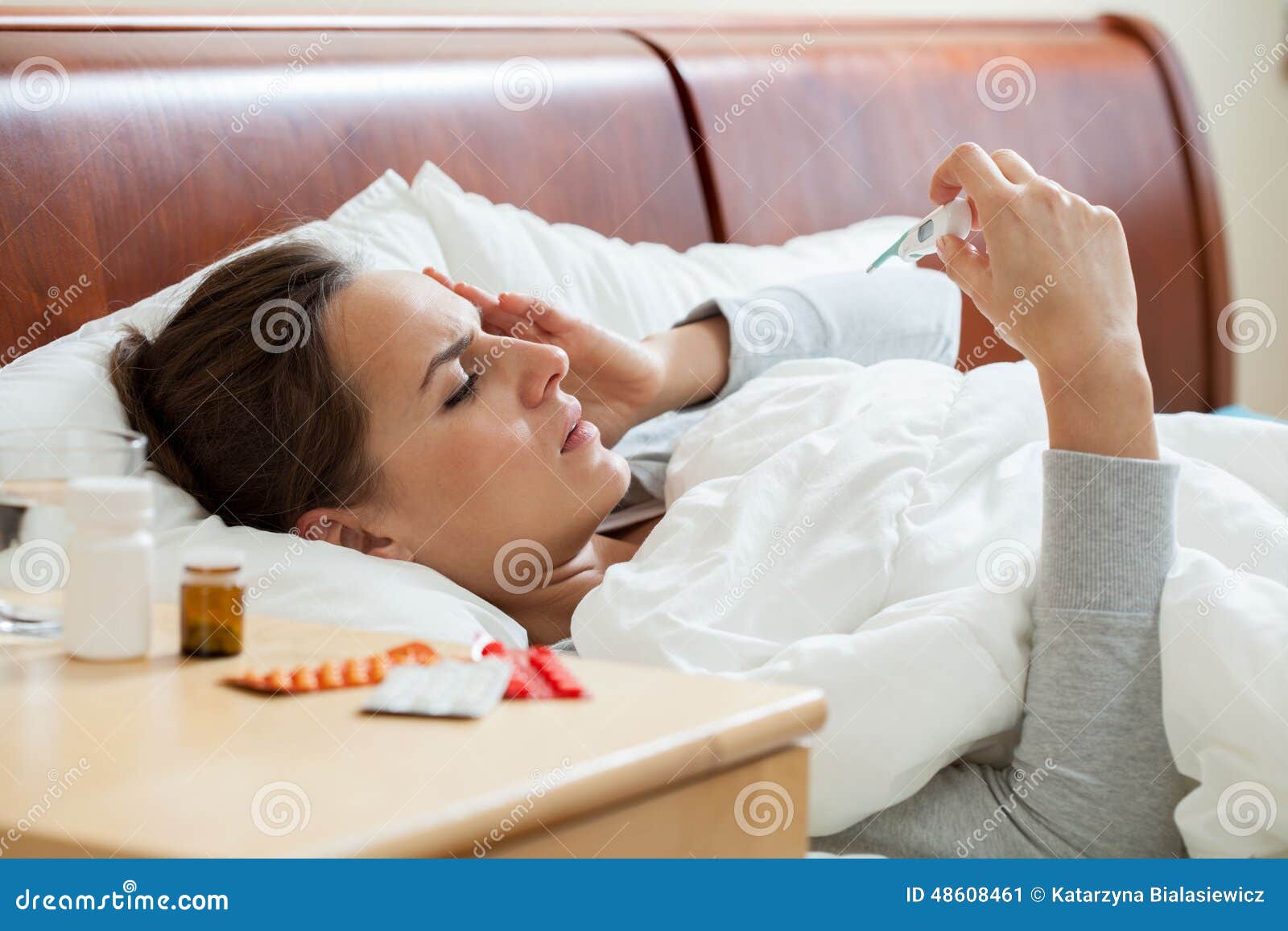 Having high fever woman stock image. Image of feverish - 48608461