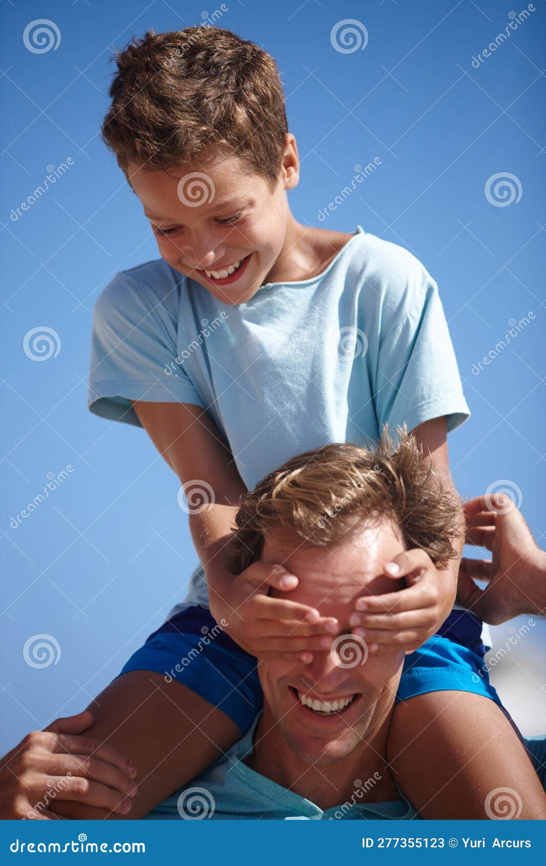 Having so Much Fun with Dad. a Father and Son Playing and Having Fun ...