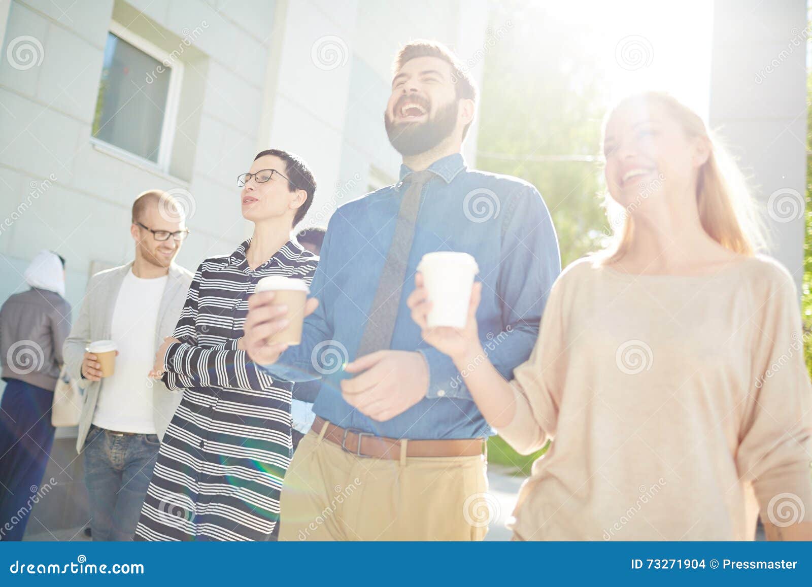 Having Refreshment Break on Sunny Day Outdoors Stock Photo - Image of ...
