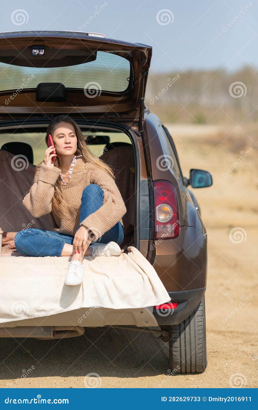 Having Rest after Long Driving. Vertical Photo. Stock Image - Image of ...