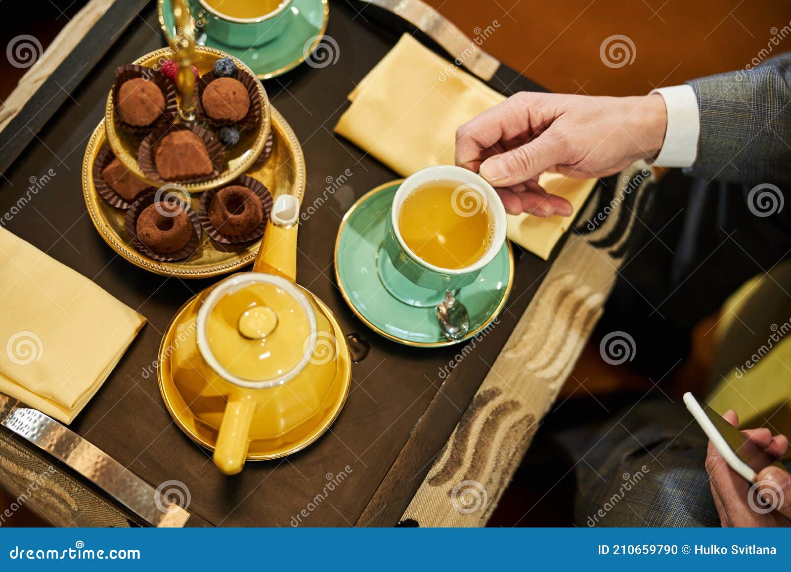 Having Some Tea in between Work Being Quite Refreshing Stock Photo ...