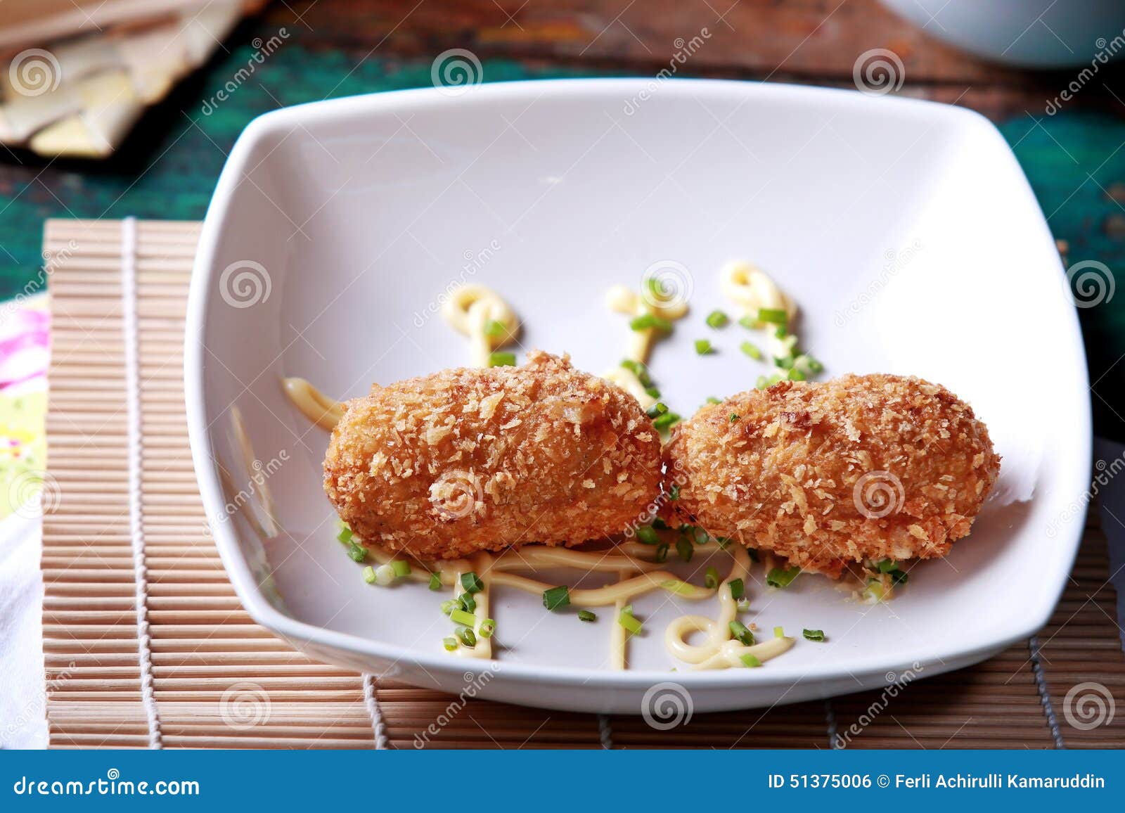 Havs- krokett arkivfoto. Bild av äta, krokett, grön, maträtt - 51375006