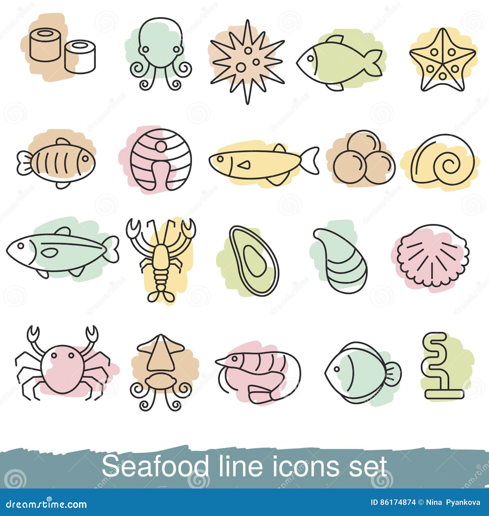 Havs- linje symboler vektor illustrationer. Illustration av utformning ...