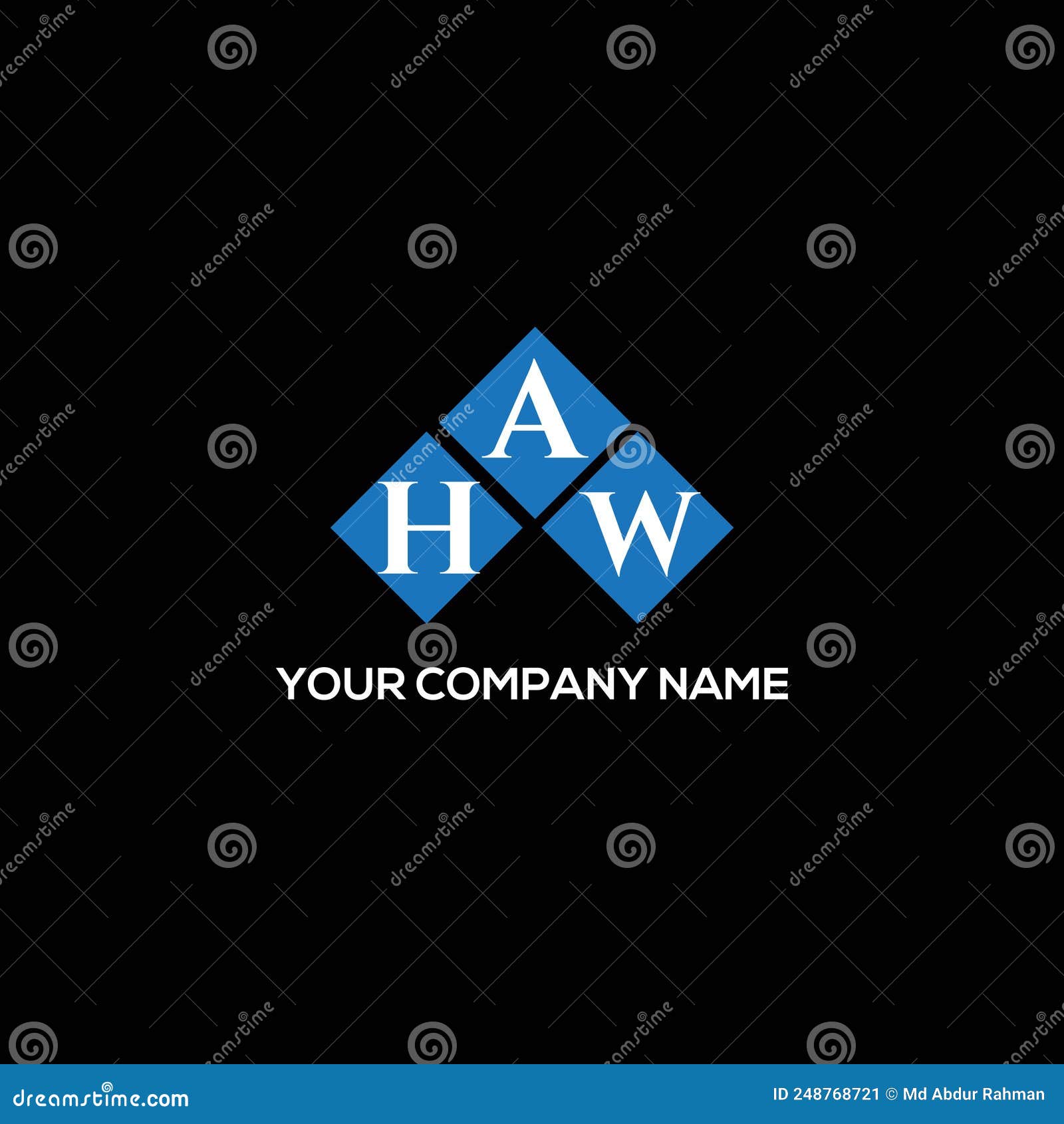 HAW Letter Logo Design on BLACK Background. HAW Creative Initials ...