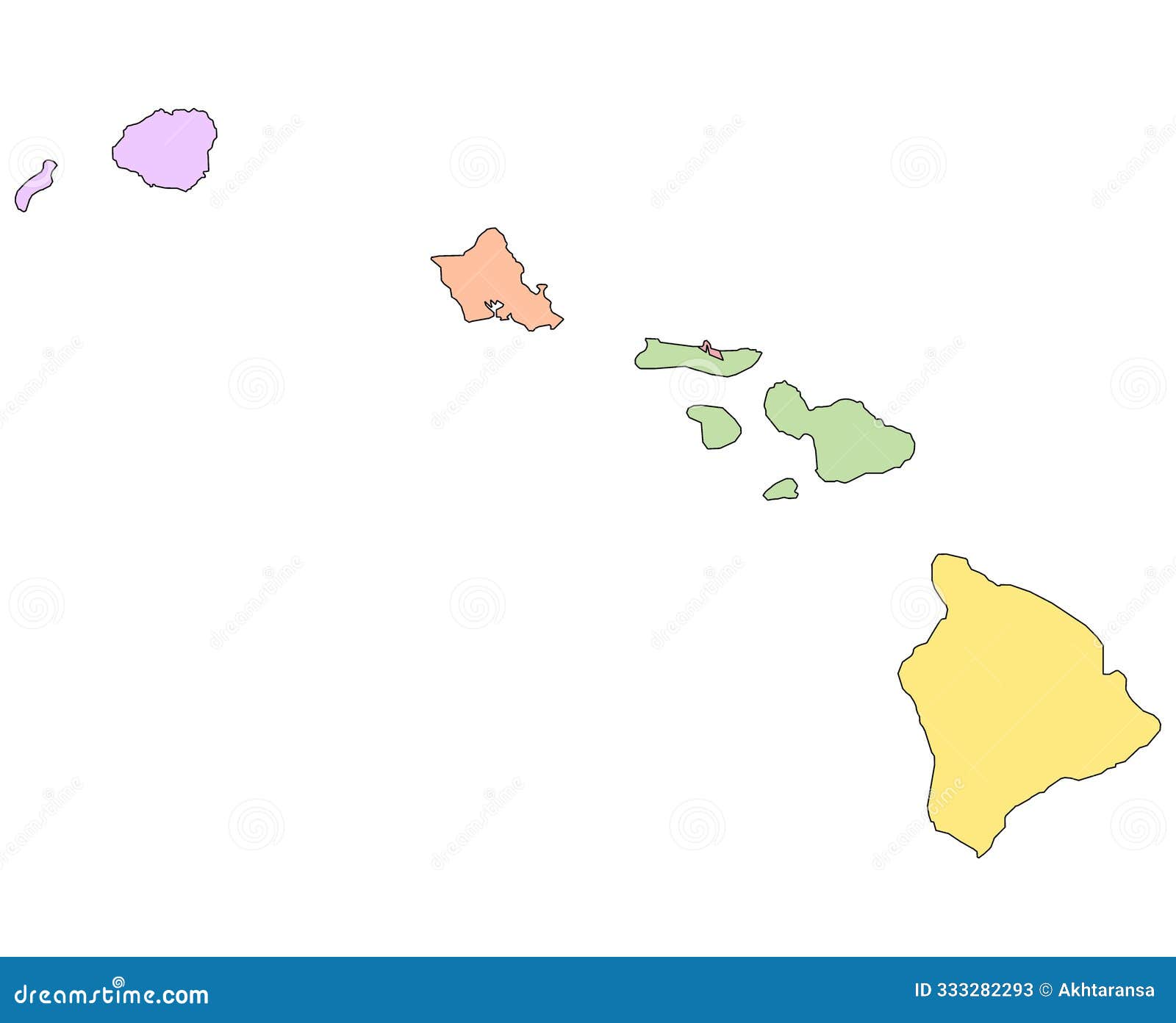 Hawaii Administrative Map, Hawaii Outline And Counties State Map Set ...