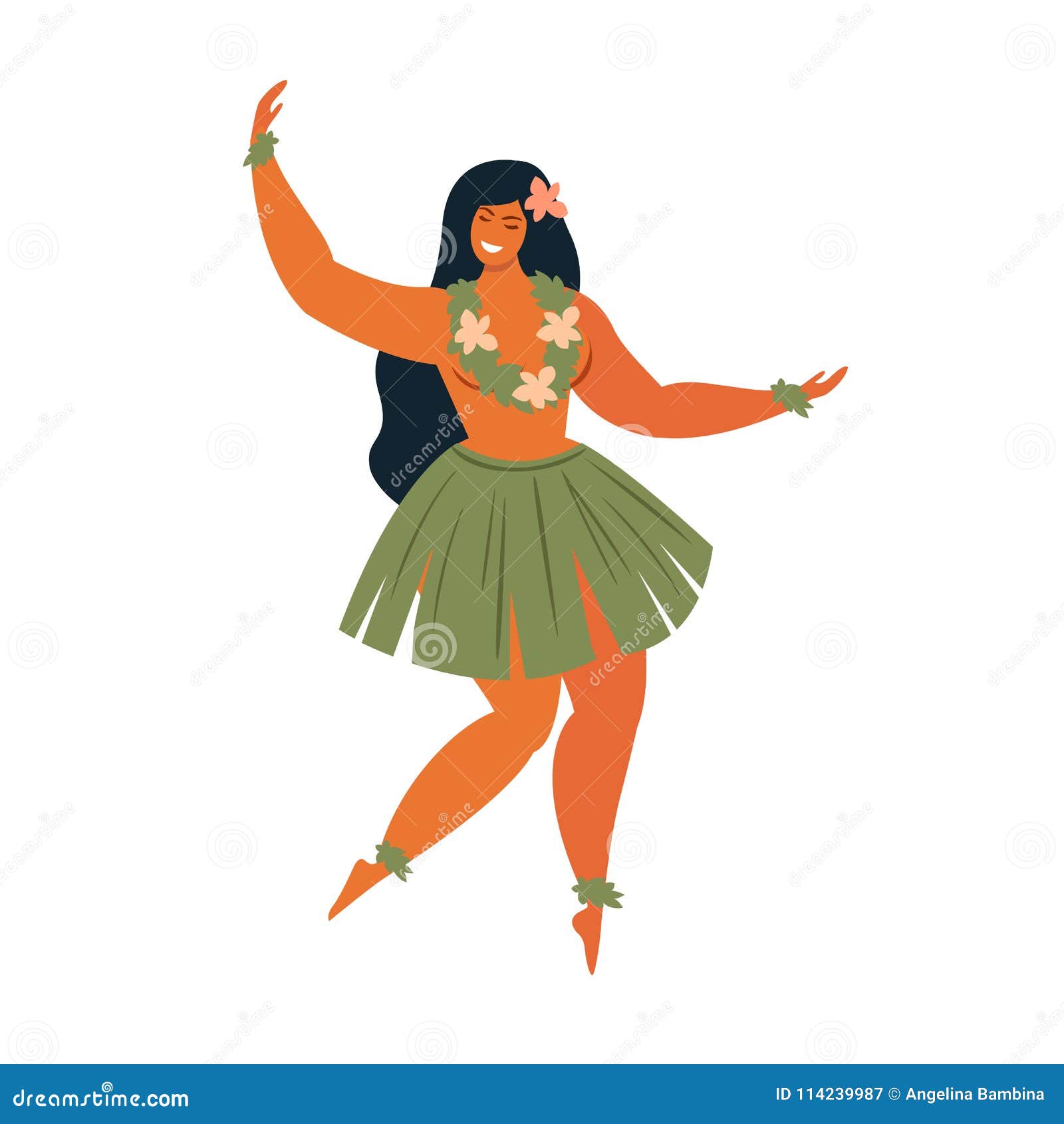 Hawaii Hula Girl Carrying Coconut Cocktail Mascot Logo Cartoon Vector ...
