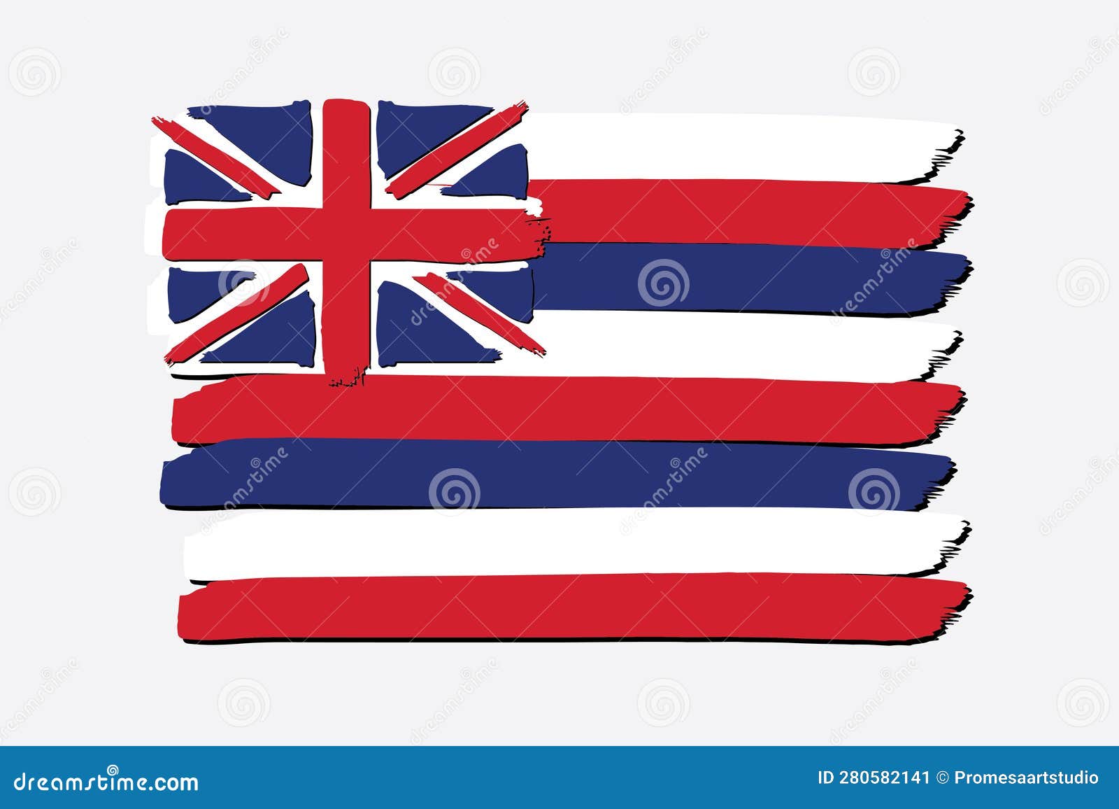 Hawaii Flag with Colored Hand Drawn Lines in Vector Format Stock ...