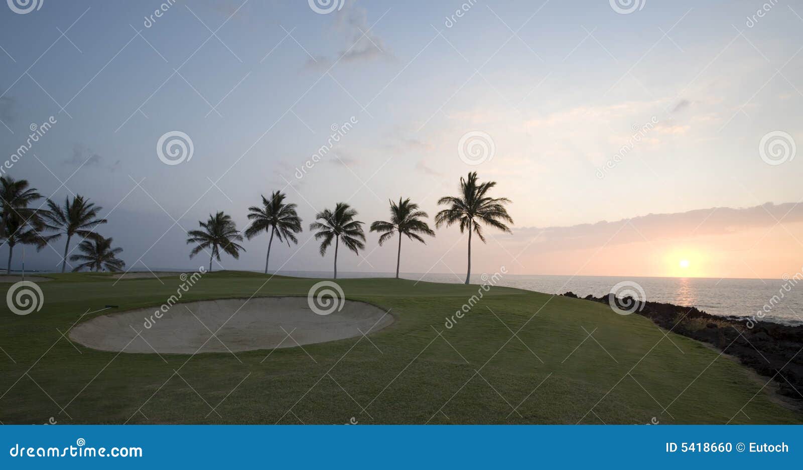 Hawaii Golf Course Sunset Panorama Stock Photo - Image of paradise ...