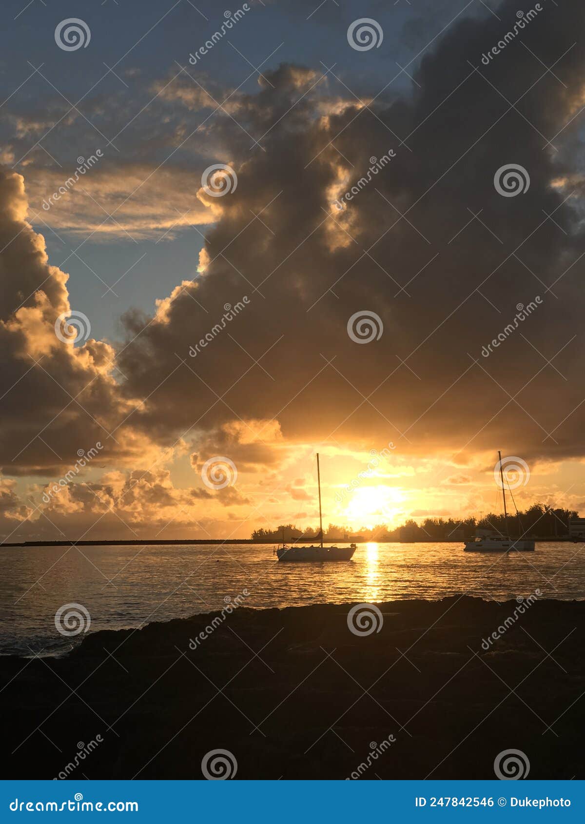 Hawaii, Hilo Sunrise with a View of the Marina. Stock Photo - Image of ...