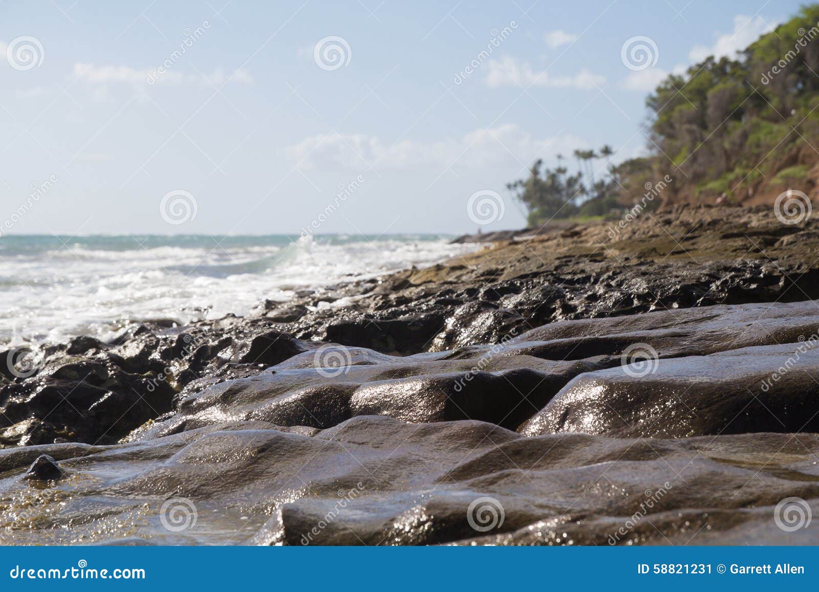 Hawaii Lava Rock Beach stock image. Image of lava, beach - 58821231