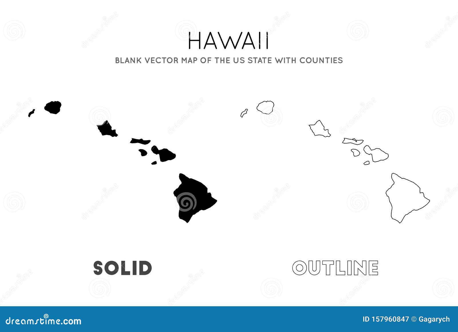 Hawaii map. stock vector. Illustration of country, black - 157960847