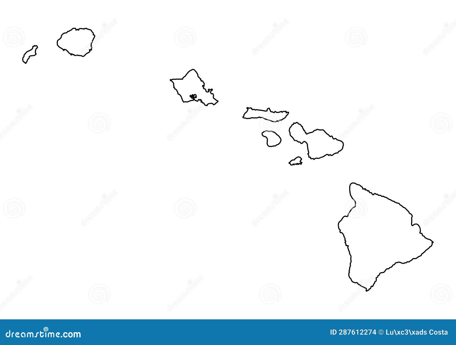 Hawaii map outline stock illustration. Illustration of land - 287612274