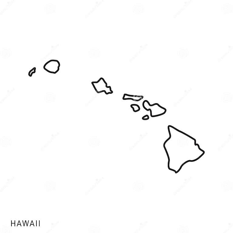 Hawaii Map Outline Vector Design Template. Editable Stroke Stock Vector ...