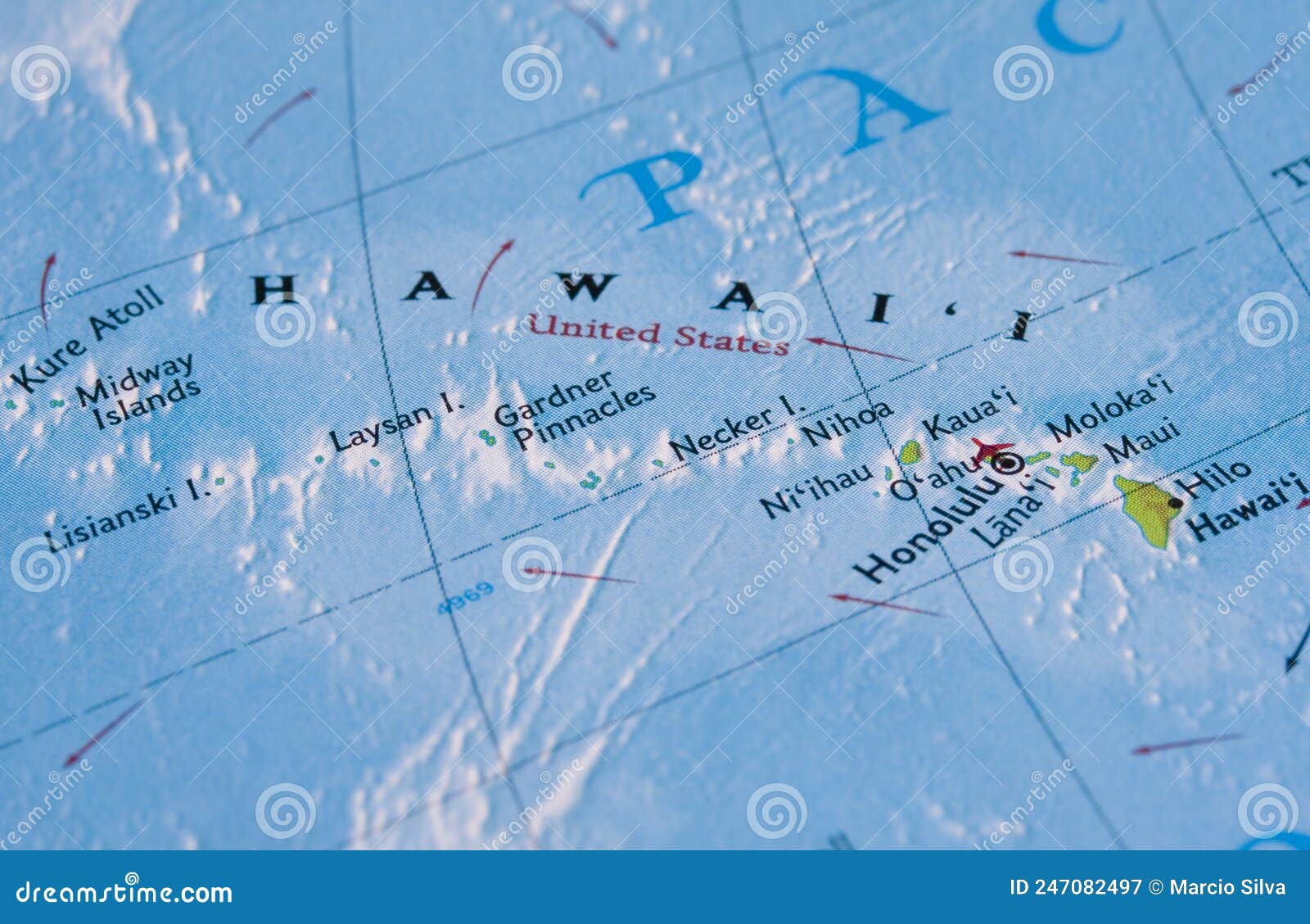 Hawaii on a Map. stock image. Image of coordinates, destination - 247082497