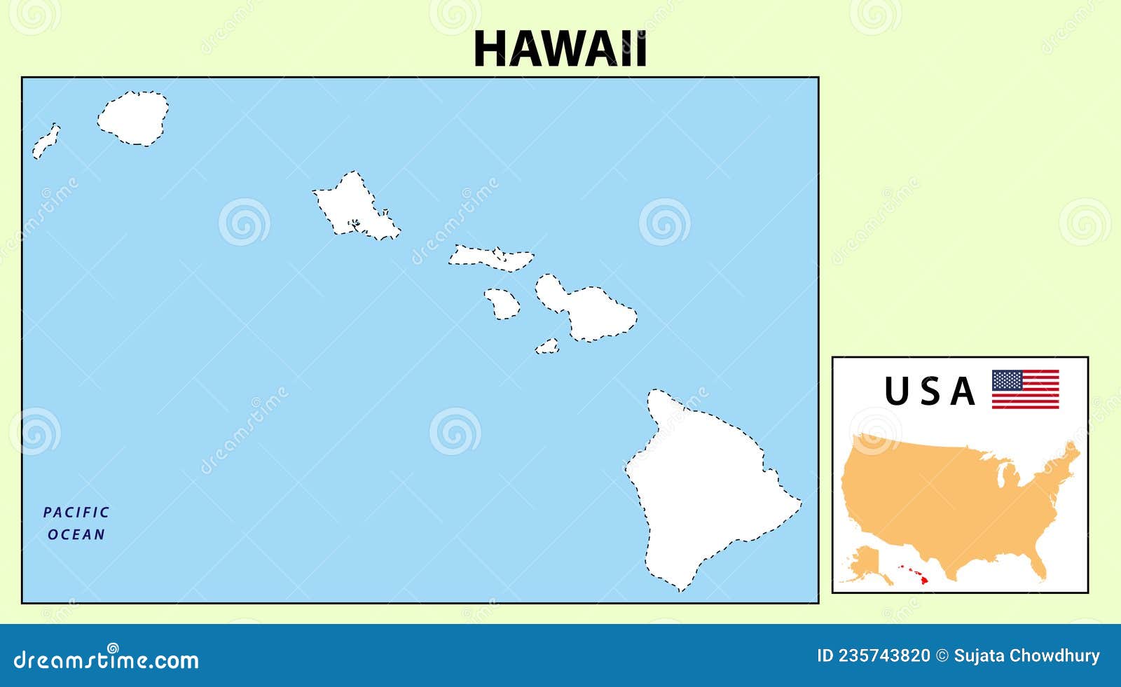 Hawaii Map. Political Map Of Hawaii With Boundaries In White Color ...
