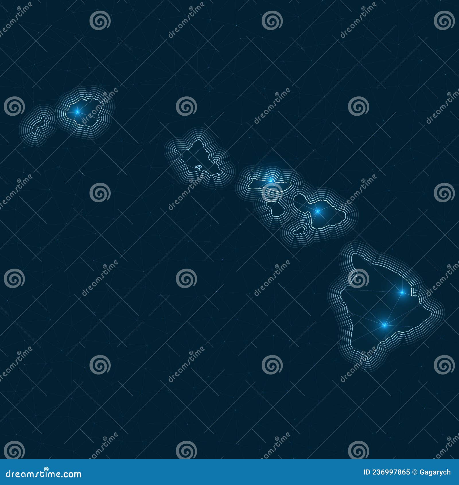 Hawaii network map. stock vector. Illustration of communication - 236997865