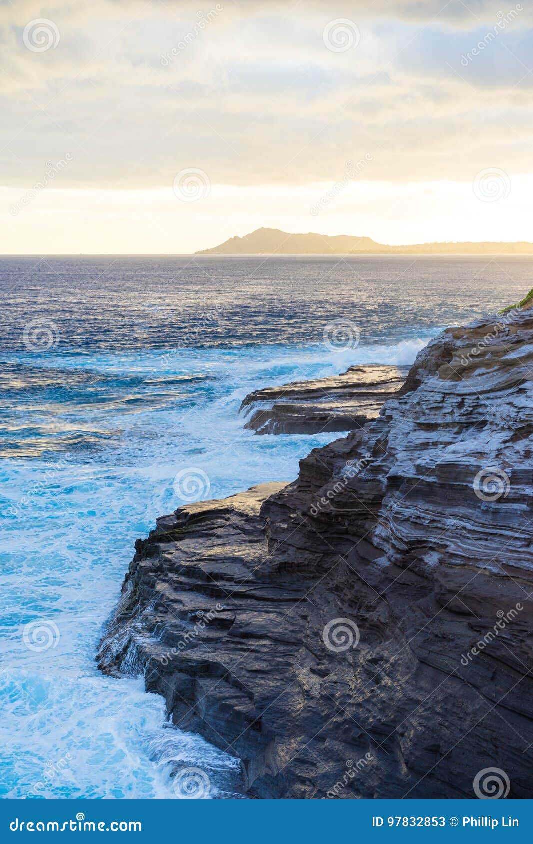 Hawaii Oceanside Cliffs at Sunset Stock Image - Image of scenery ...