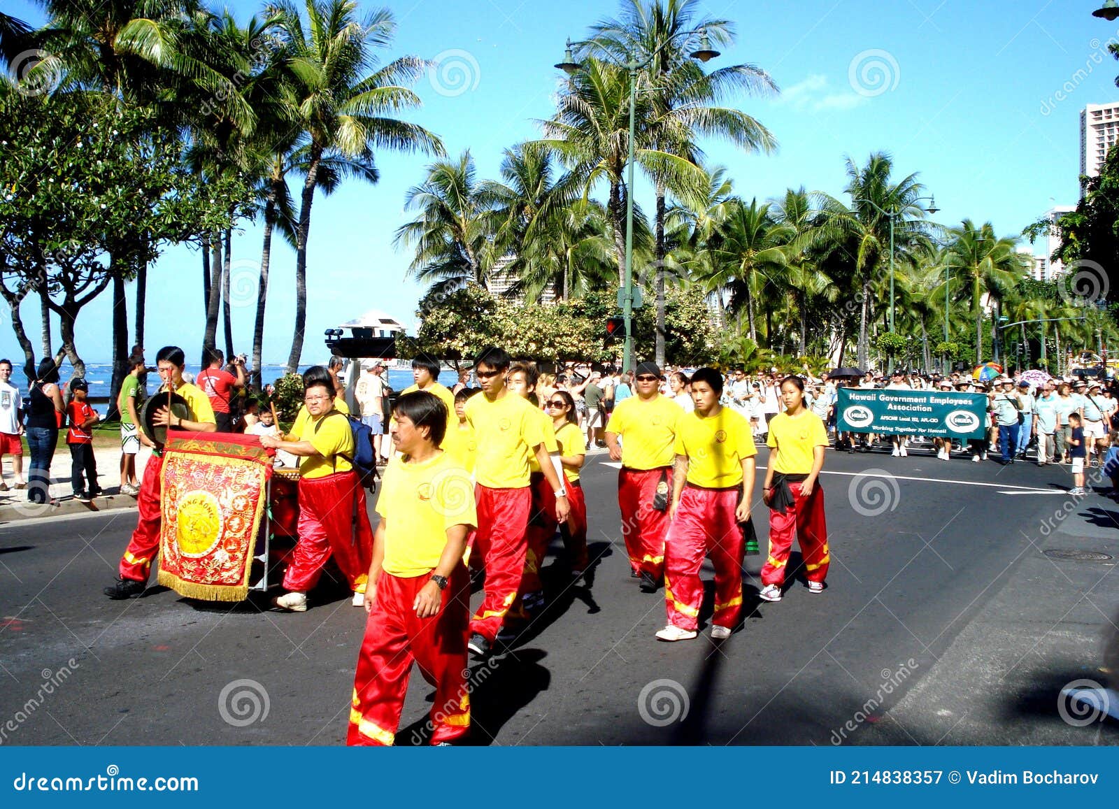 Hawaii. Parade. Festive Procession of People at the Parade Editorial ...