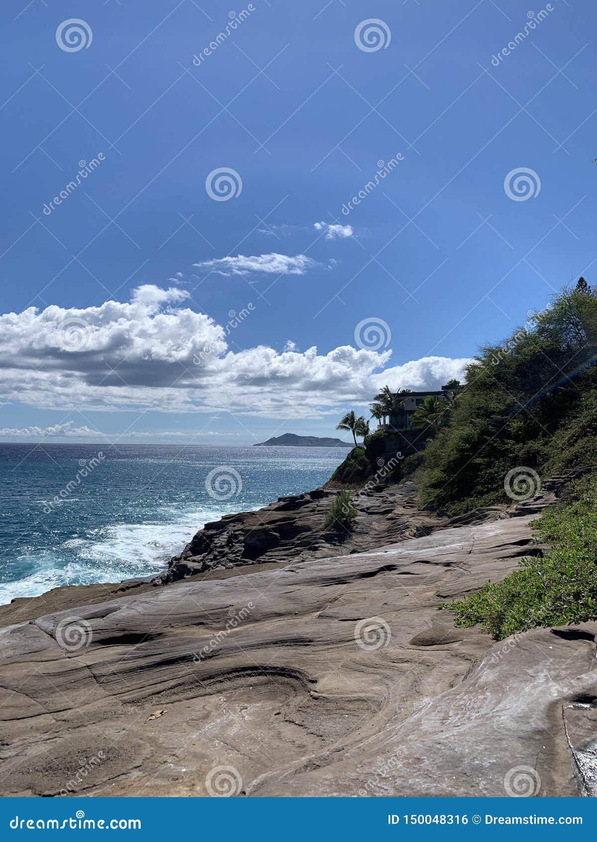 Hawaii Spitting Cave View of Rock and Ocean Stock Photo - Image of ...