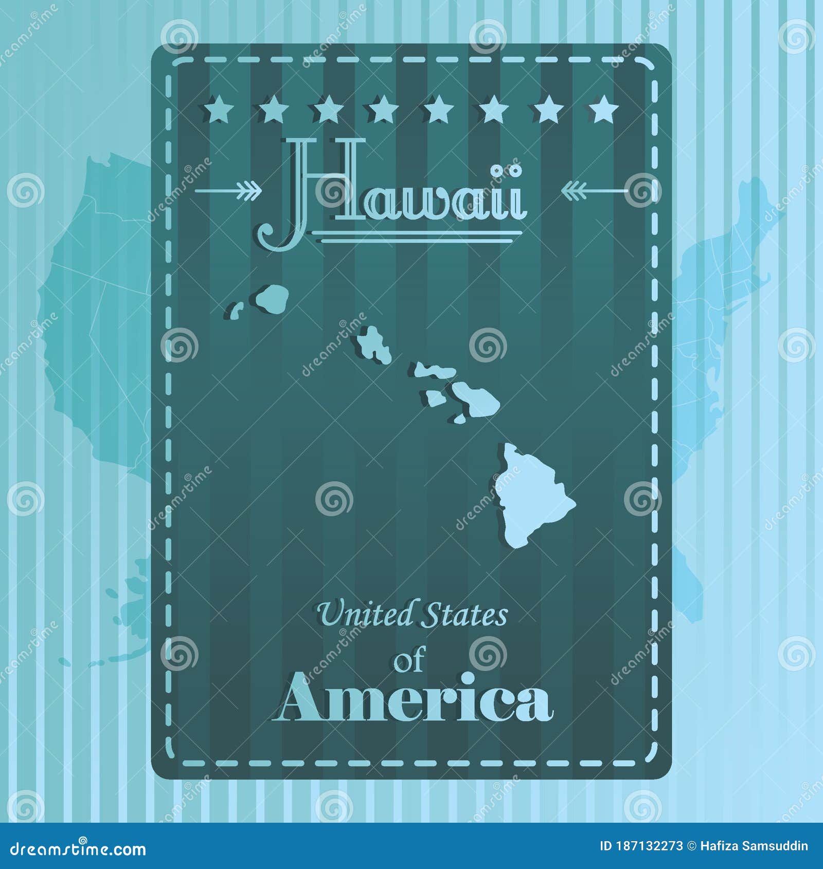 Hawaii State Map Label. Vector Illustration Decorative Design Stock ...