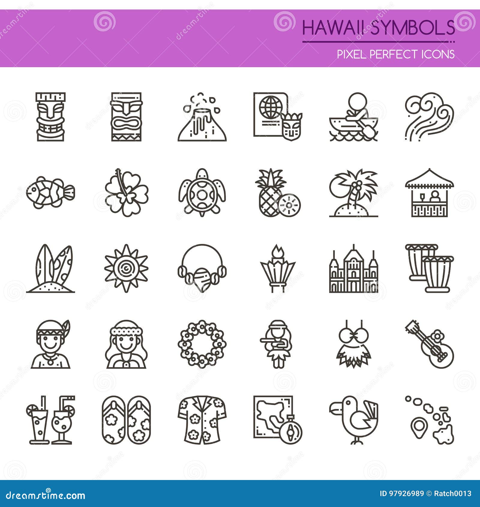 Hawaii Symbols stock illustration. Illustration of juice - 97926989