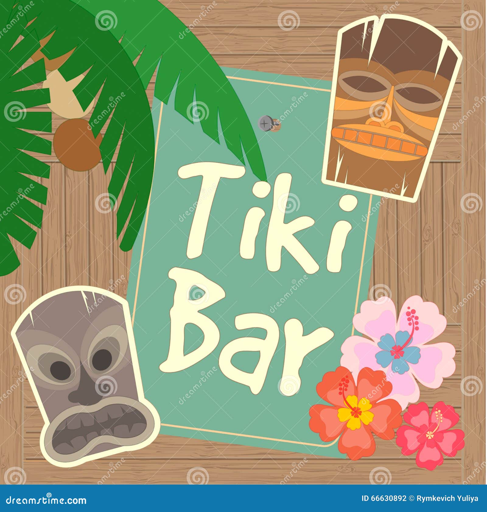 Hawaii Tiki Beach Bar Poster Stock Vector - Illustration of party ...