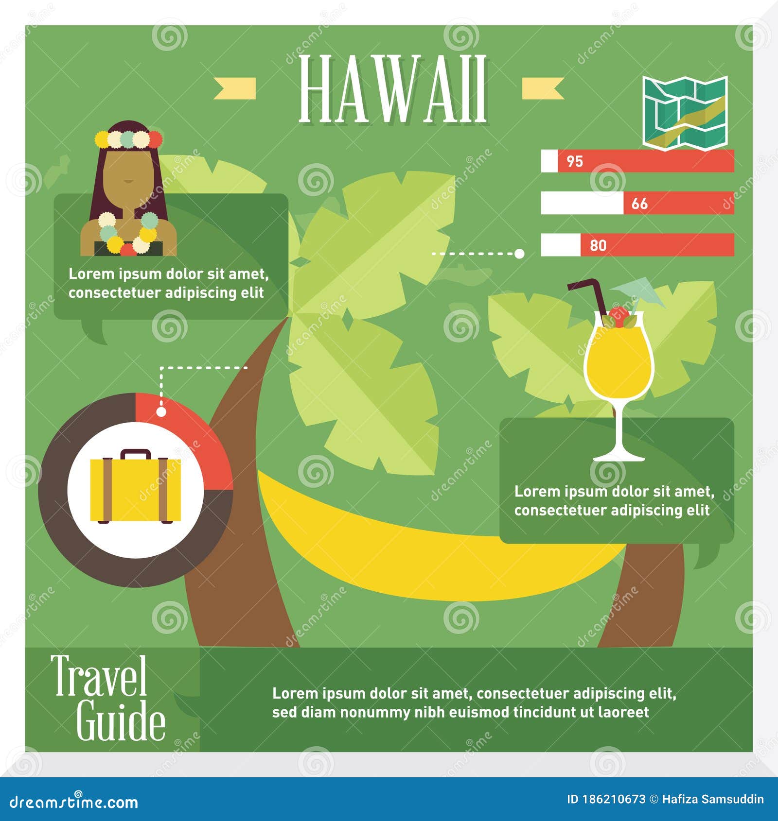Hawaii Travel Infographic. Vector Illustration Decorative Design Stock ...