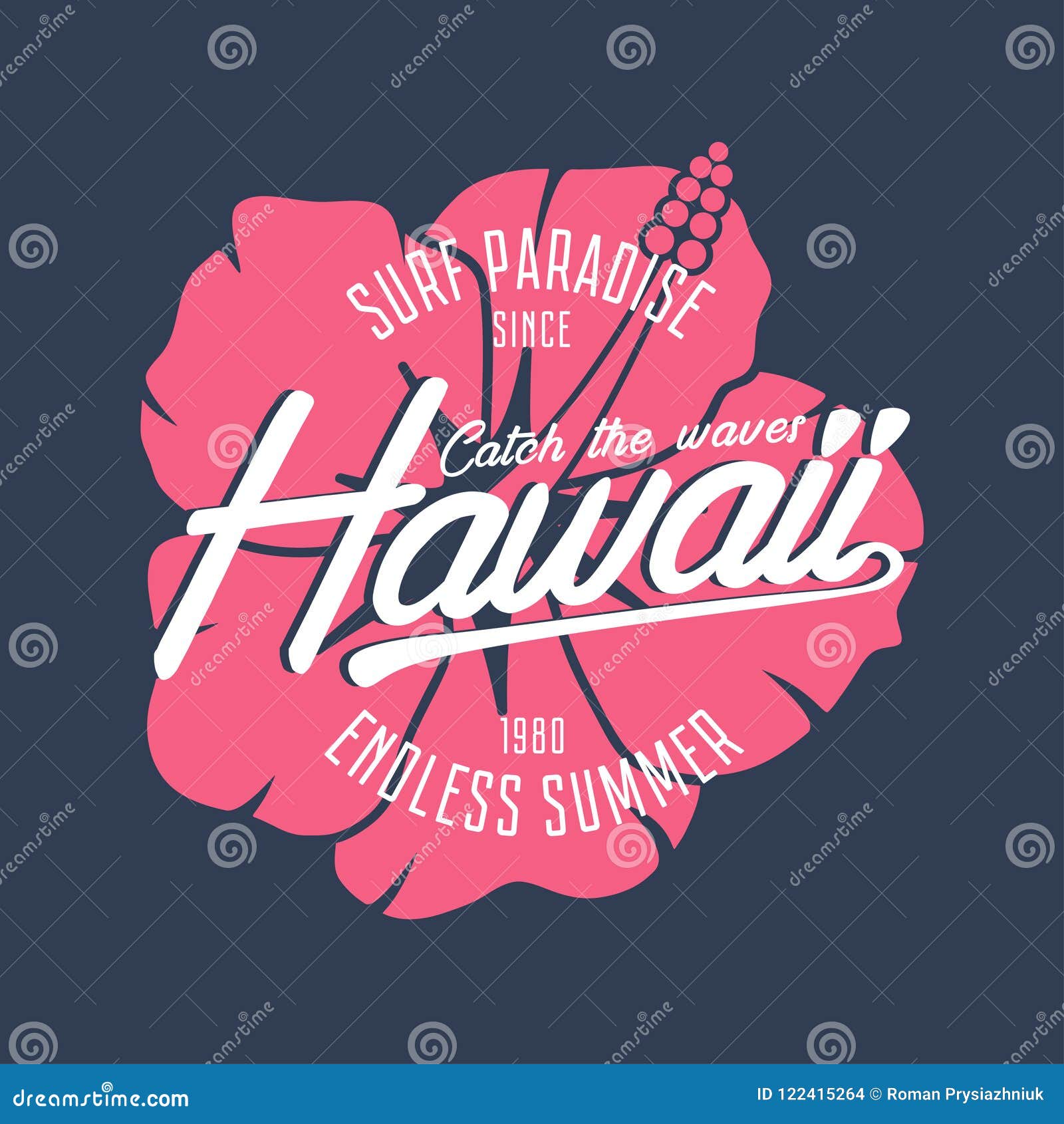Hawaii Typography Graphics For T Shirt With Hibiscus Flower Hawaiian