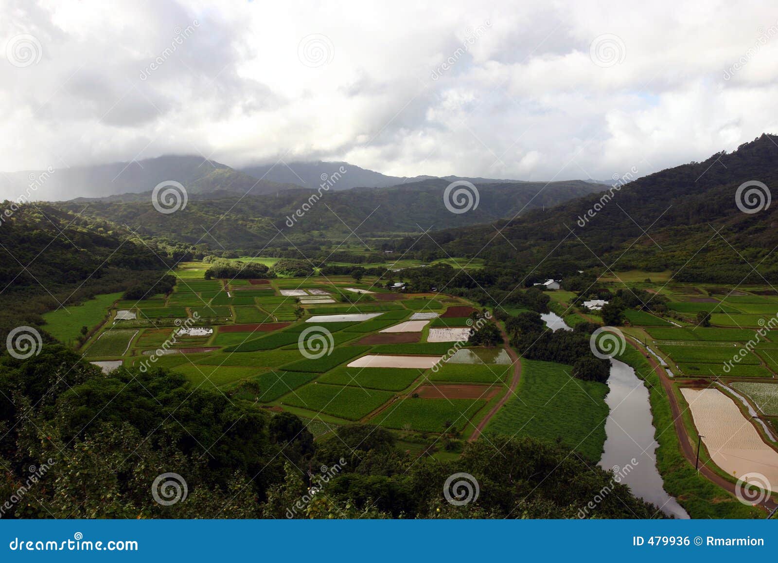 Hawaii Valley stock photo. Image of tourist, field, clouds - 479936