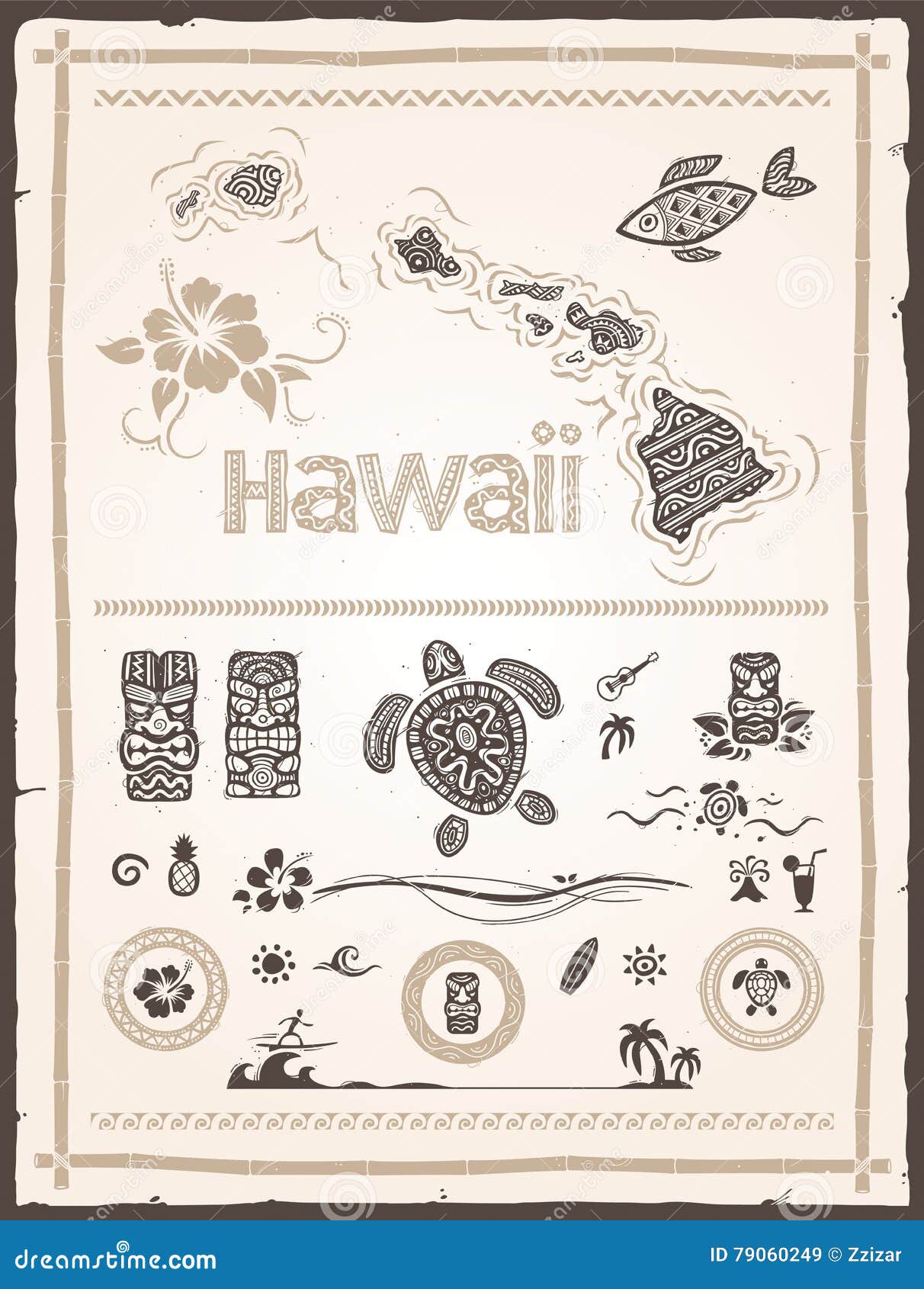 Hawaiian Design Elements stock vector. Illustration of elements - 79060249