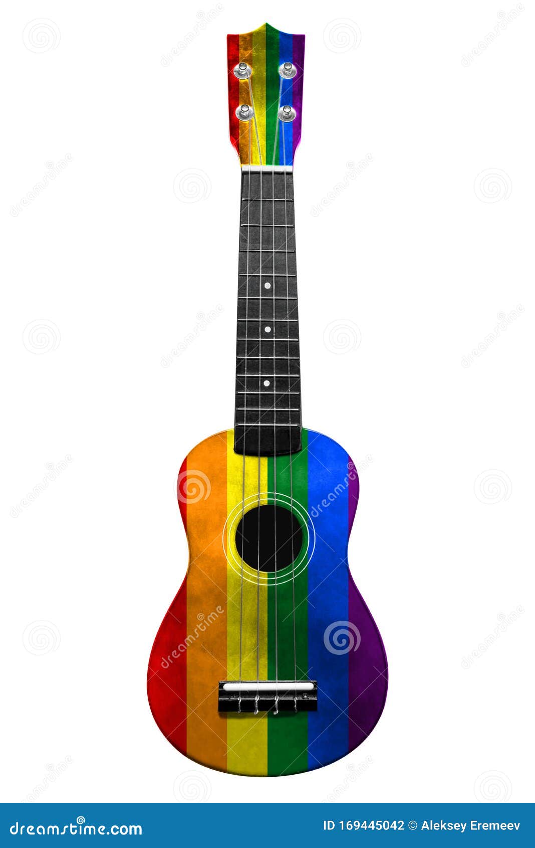 Hawaiian National Guitar, Ukulele, with a Painted LGBT Flag, on a White ... Hawaiian National Guitar, Ukulele, with a Painted LGBT Flag, on a White ...