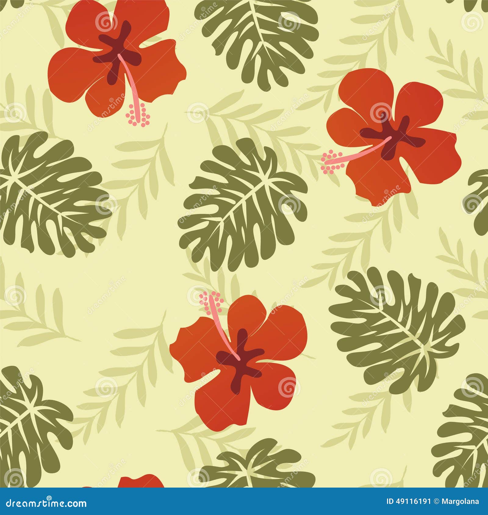 Hawaiian Illustration Leaves Pattern Tropical Stock Illustrations ...