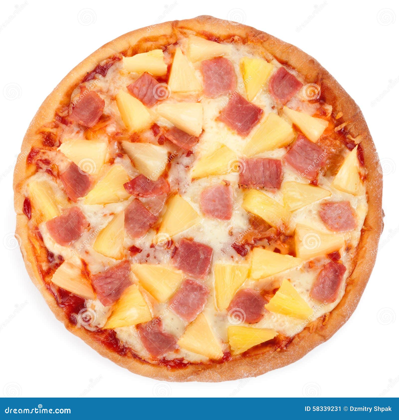 Hawaiian Pizza on White Background Stock Image - Image of table, dinner ...